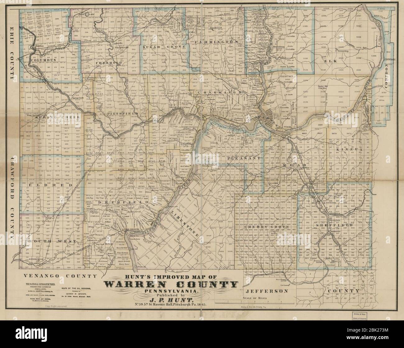 Hunt's improved map of Warren County, Pennsylvania Stock Photo - Alamy