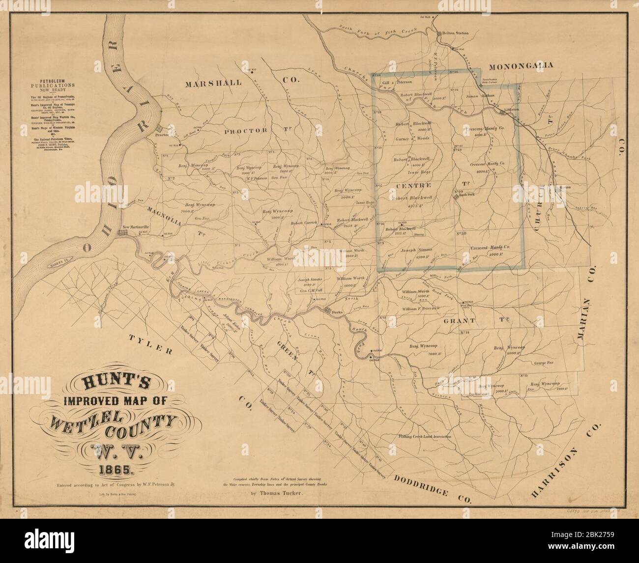 Hunt's improved map of Wetzel County, W. V Stock Photo - Alamy
