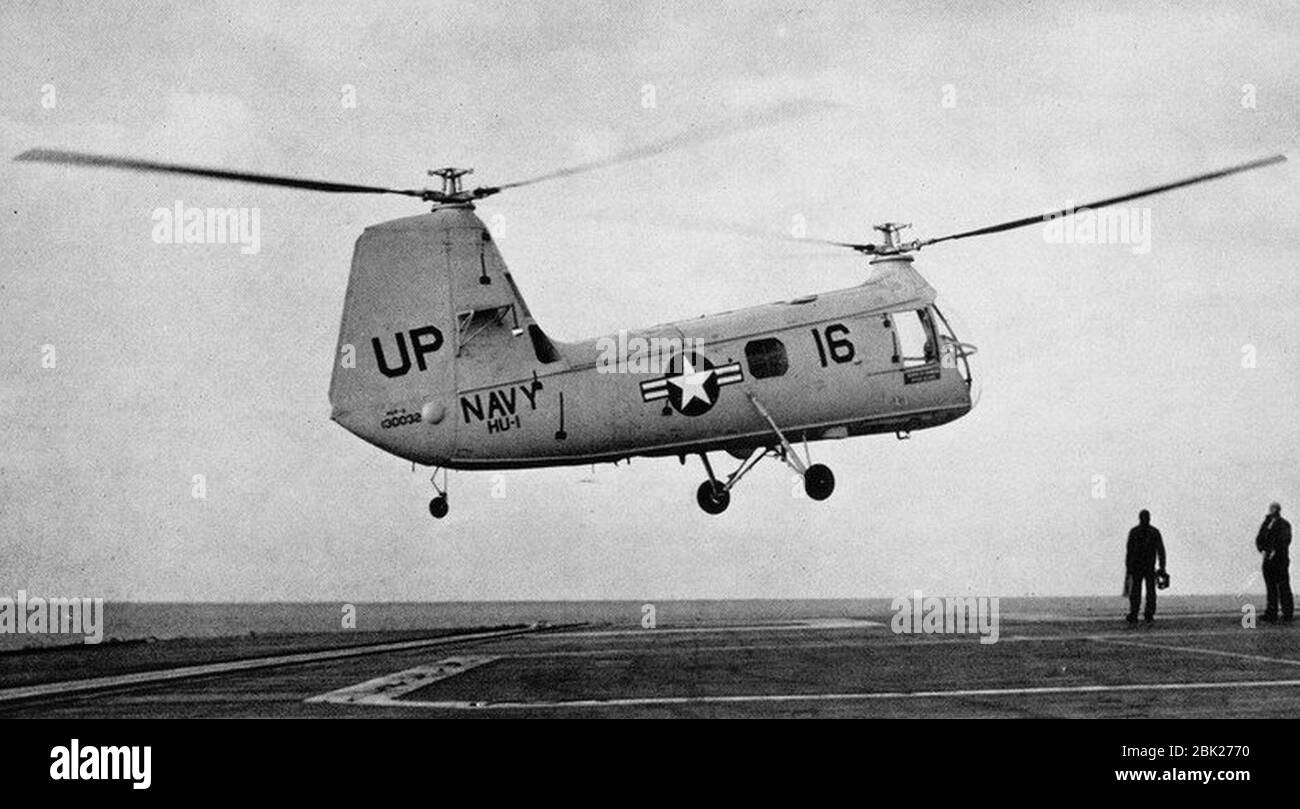 HUP-2 of HU-1 landing on USS Shangri-La (CVA-38) c1957 Stock Photo - Alamy