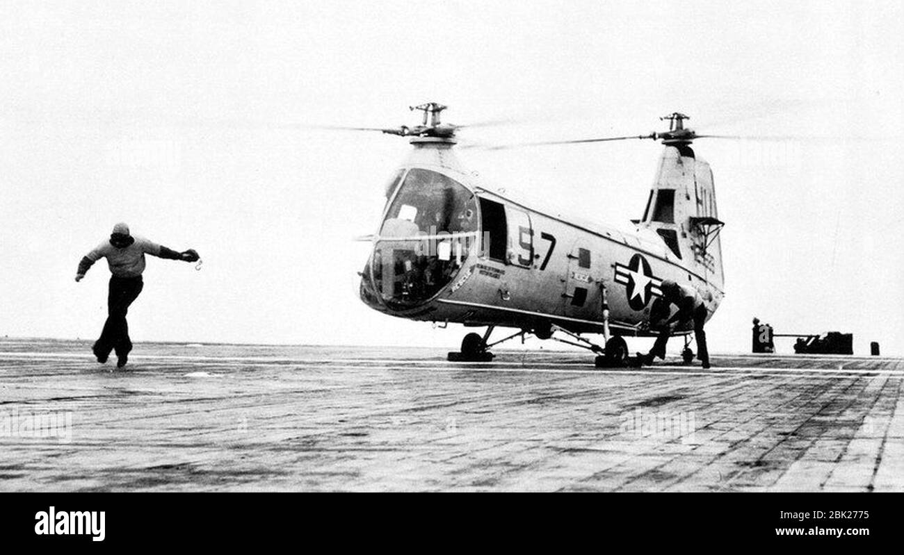 HUP-2 Retriever of HU-2 on USS Intrepid (CVA-11) in 1958 Stock Photo ...