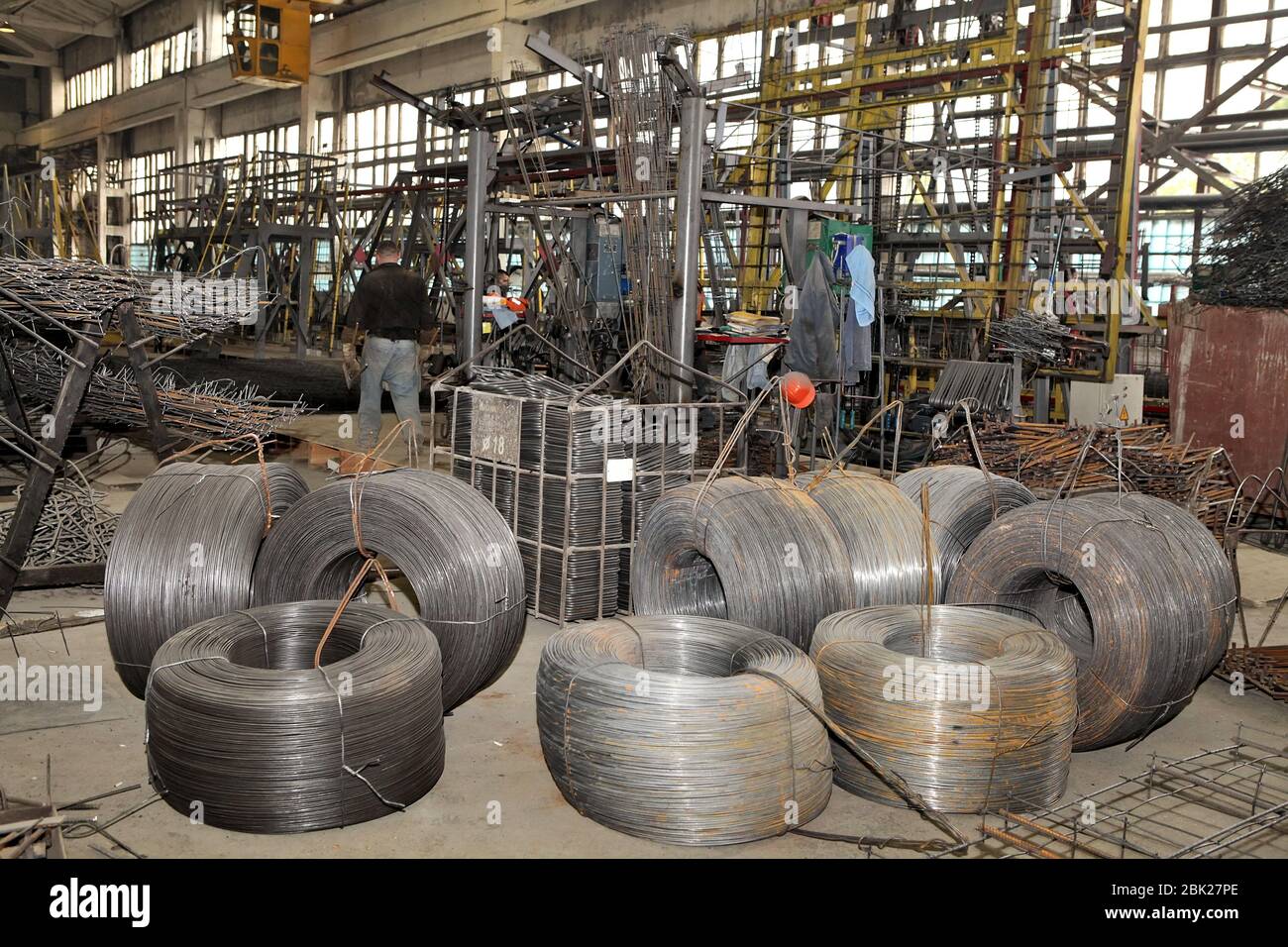 Concrete panel factory for home construction. Huge production. Creation ...