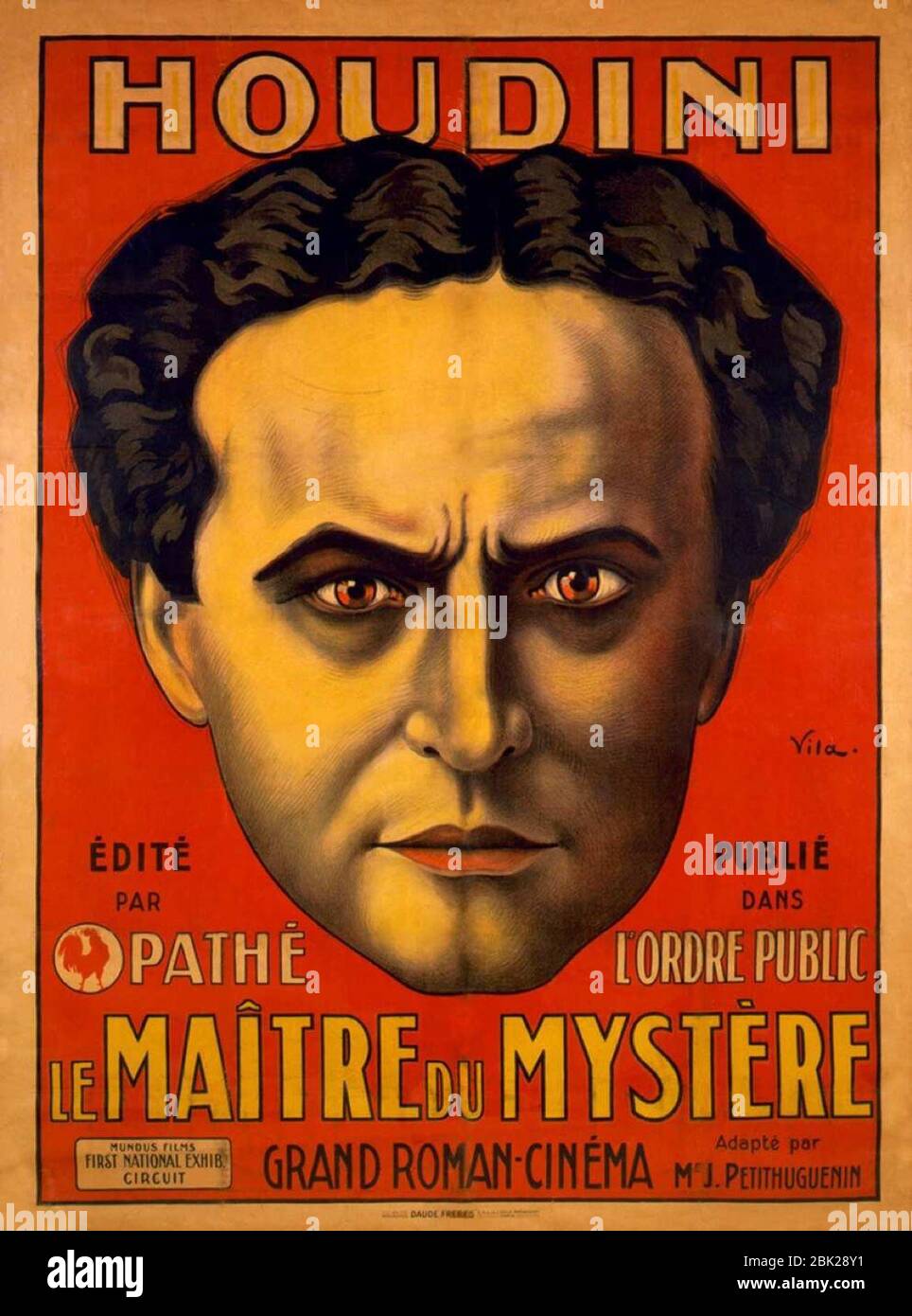 Vintage poster showing famous magician Houdini Stock Photo - Alamy