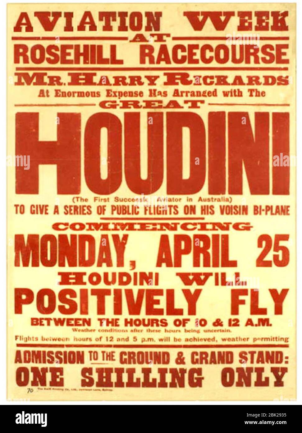 Vintage poster showing famous magician Houdini Stock Photo - Alamy
