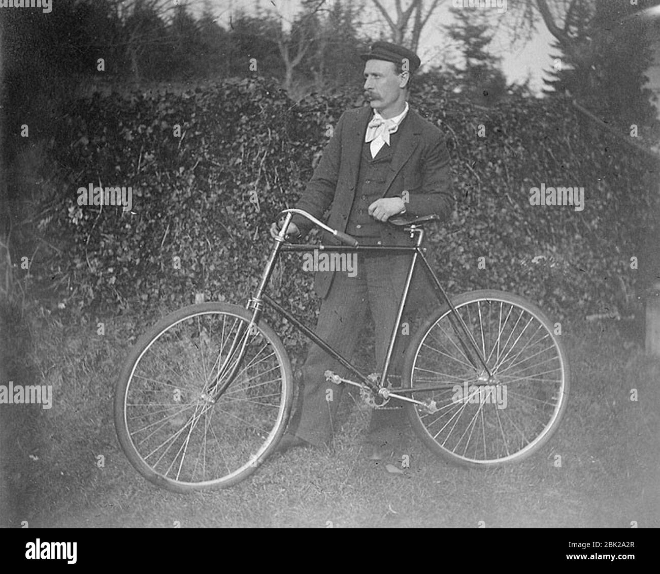 HWB (‘Harry Buzzard‘) with bicycle, Port Townsend, Washington, December ...