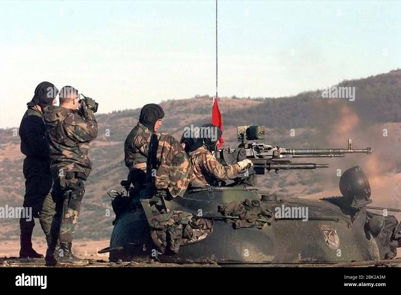 HVO 2nd Guard Combat Camera 12.7mm machine gun on T-55 Battle Tank ...