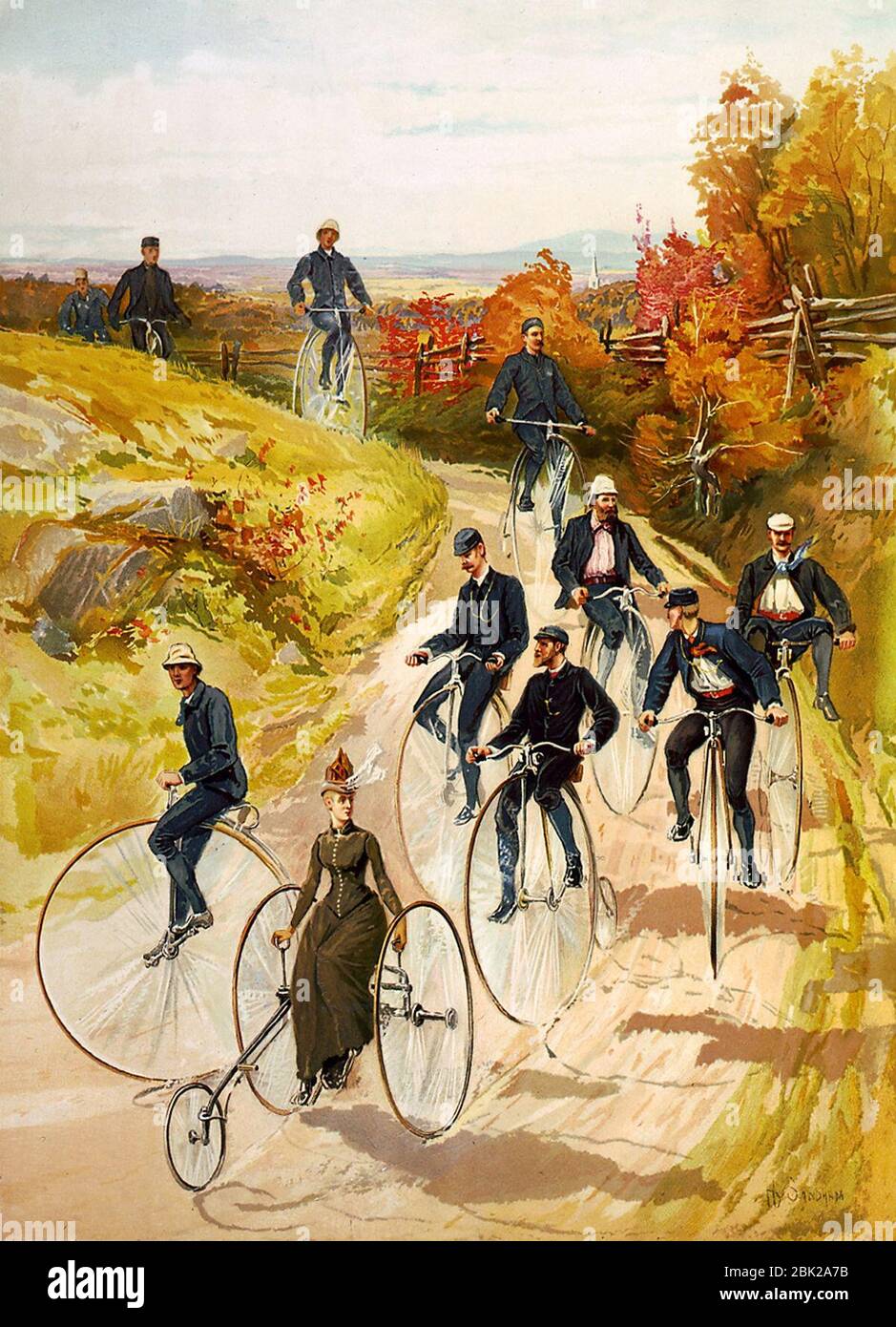Hy Sandham, Bicycling, 1887 Stock Photo - Alamy