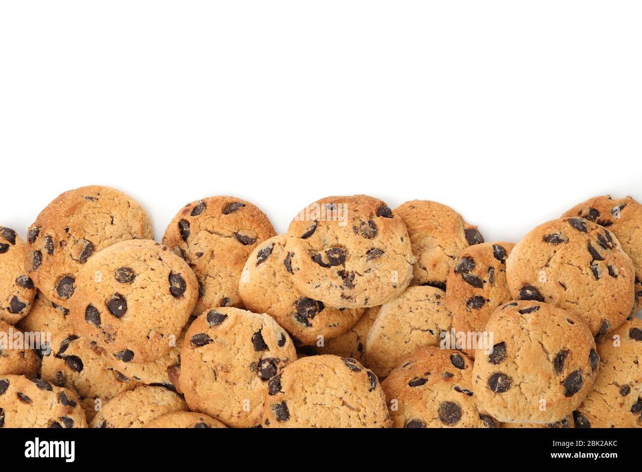 Frame of chocolate chip cookies isolated on white background Stock ...