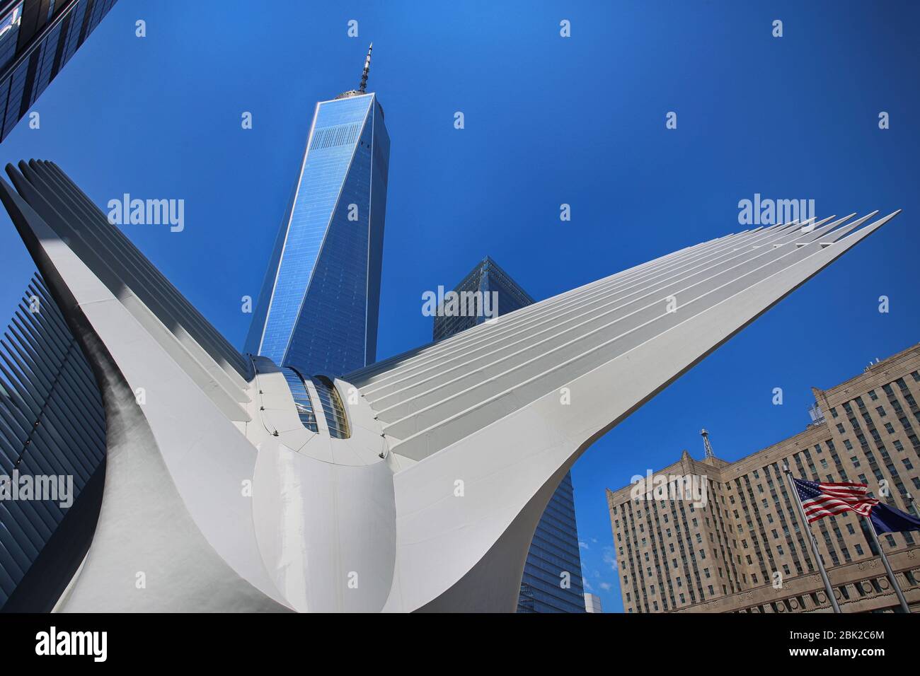 New York, USA – August 24, 2018: Exterior of the building One World ...