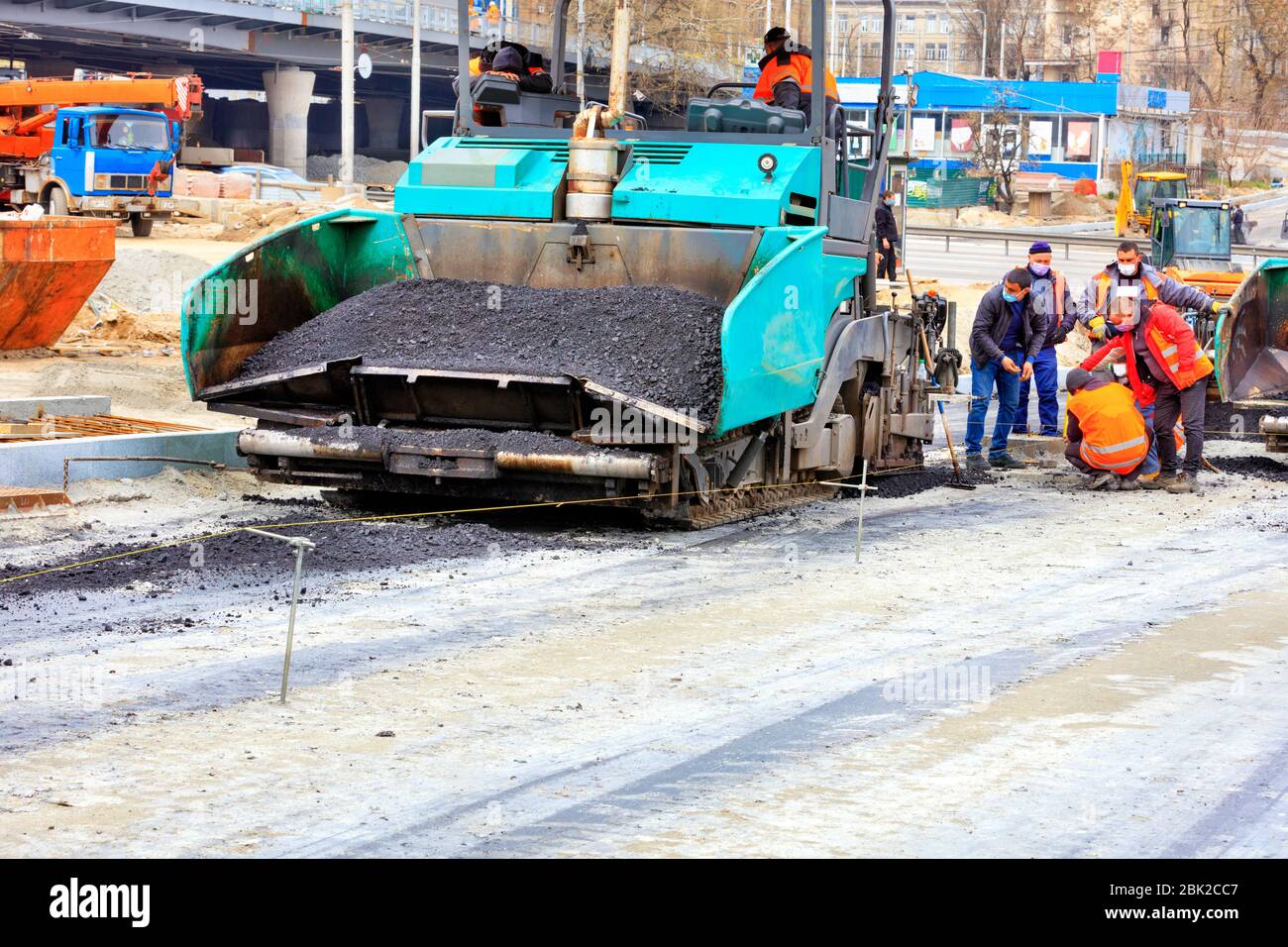 Construction road machinery for laying asphalt works on the ...