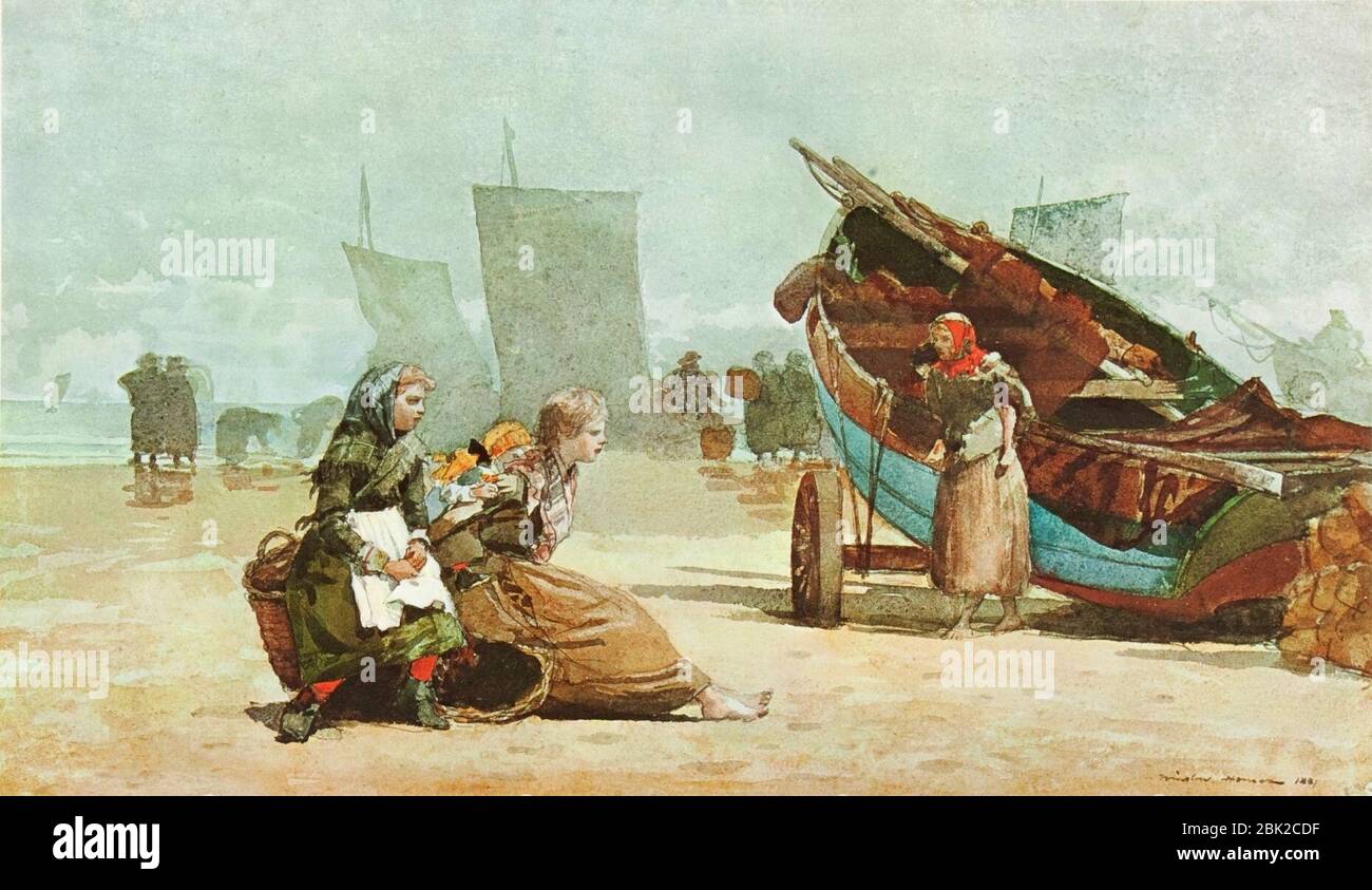 Winslow Homer - Beach scene, cullercoats (1881 Stock Photo - Alamy