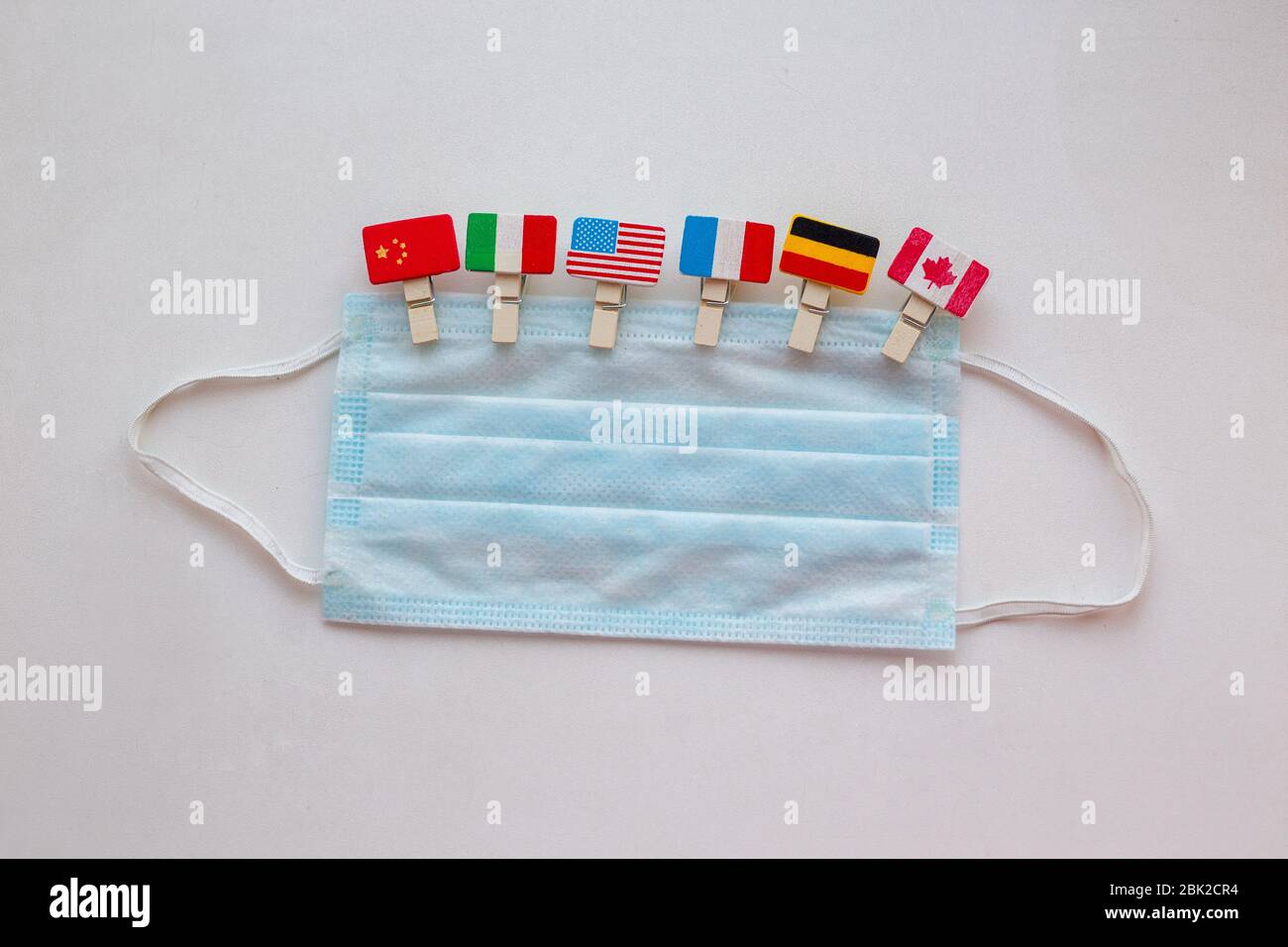 Coronavirus in world,. Flag of countries on face mask .COVID-19 Stock ...