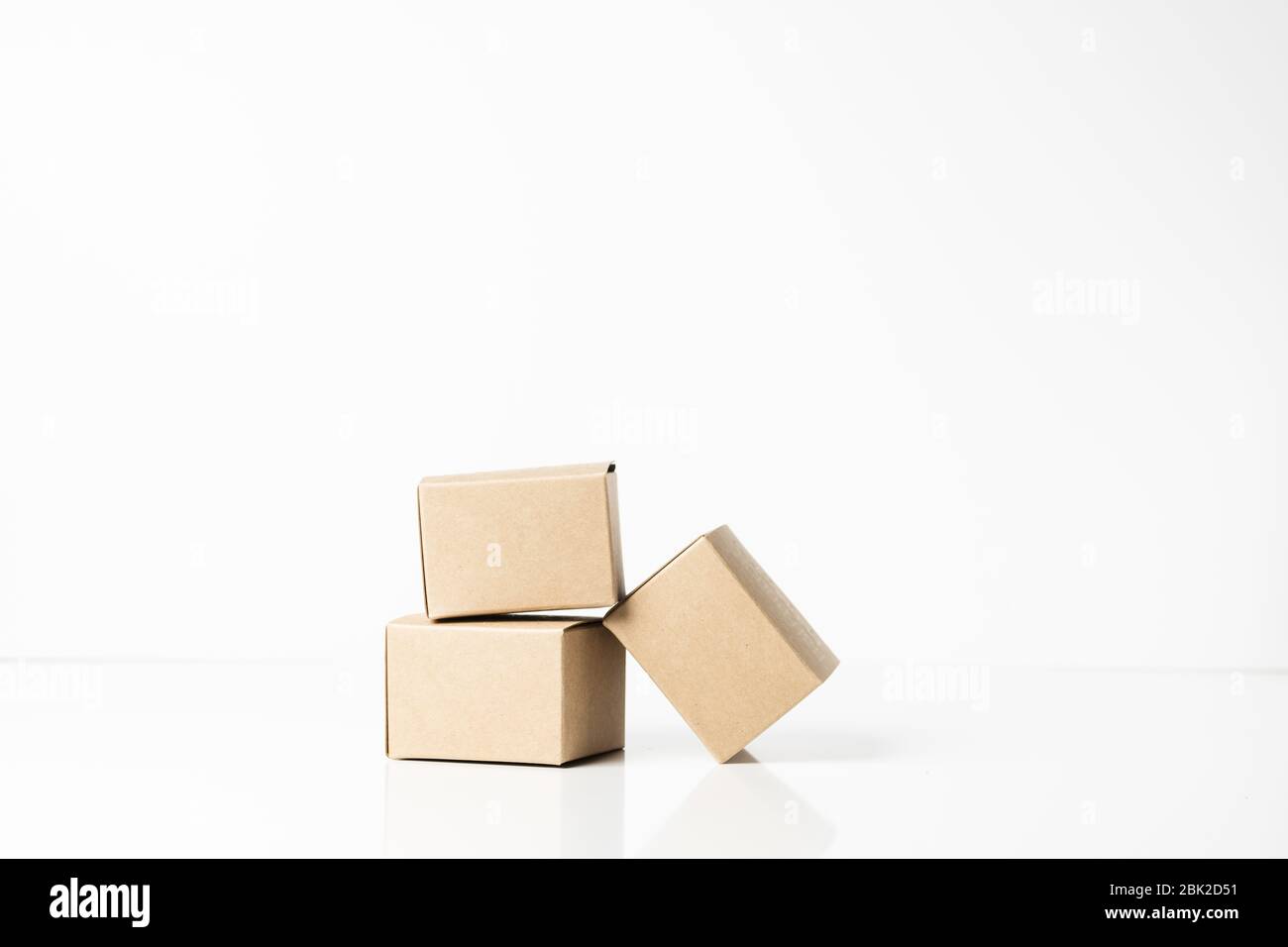 Group of cardboard box isolated on white background with clipping path ...