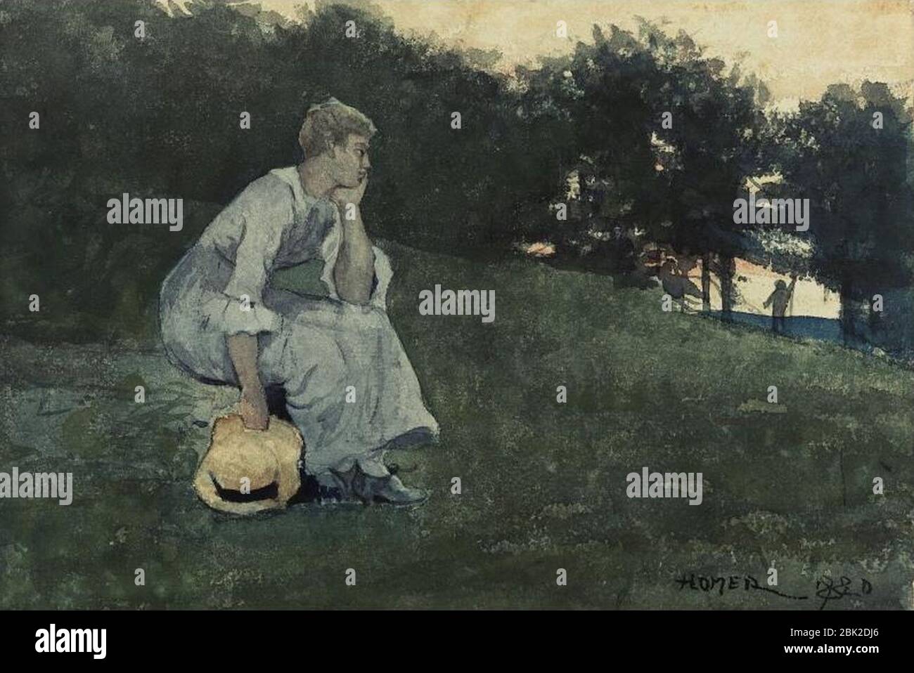 Winslow Homer - Waiting (1880 Stock Photo - Alamy