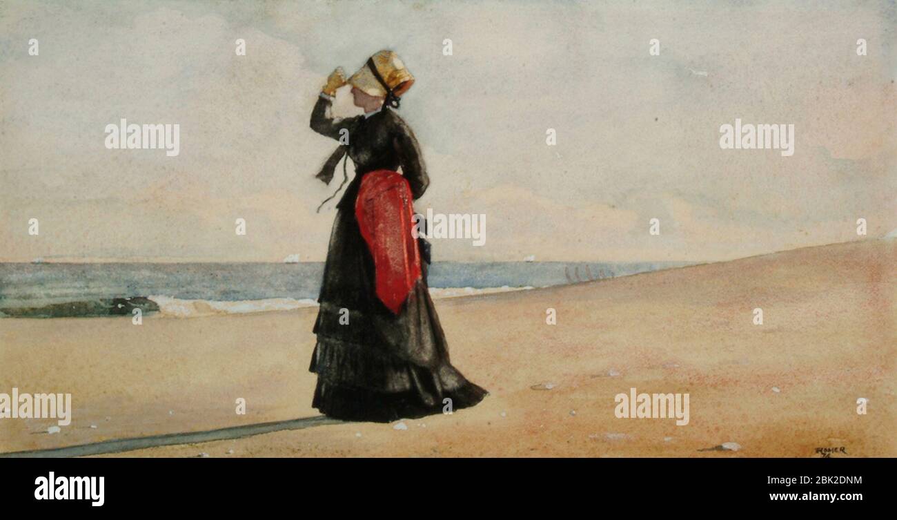 Winslow Homer - Woman on the Beach, Marshfield (1874 Stock Photo - Alamy