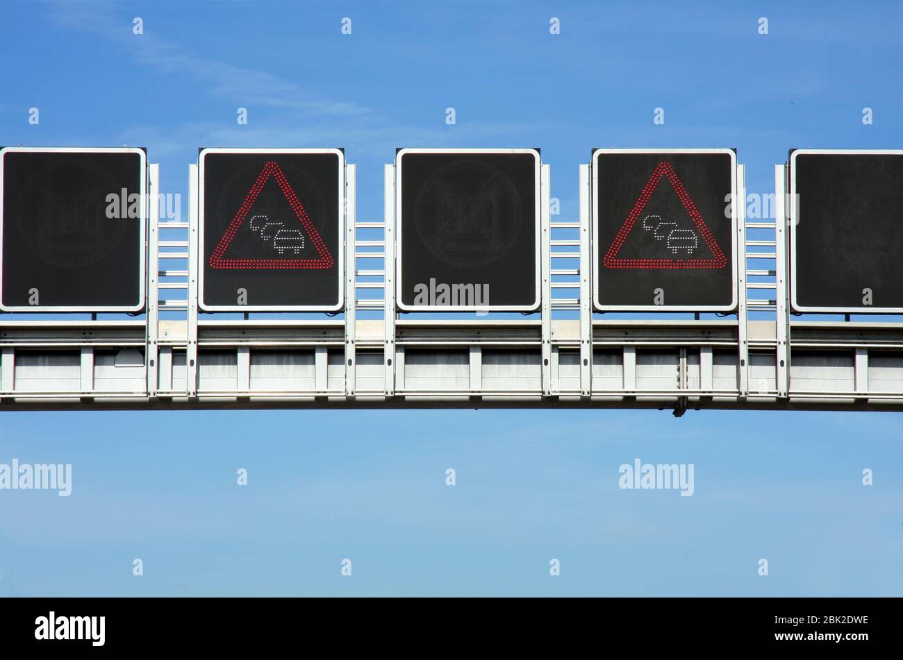 road sign traffic jam on highway, in Germany Stock Photo - Alamy