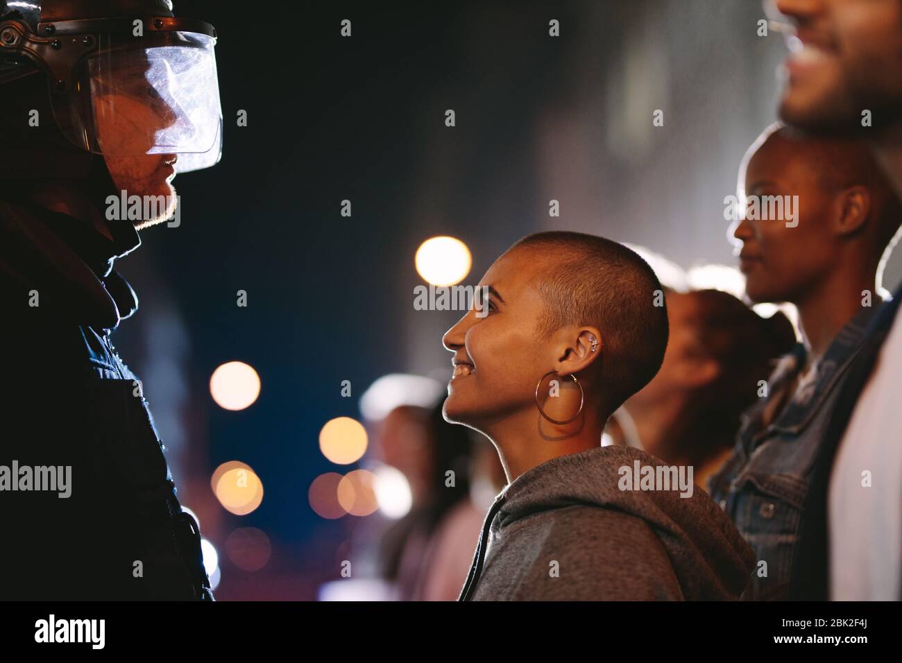 Happy police in road hi-res stock photography and images - Alamy