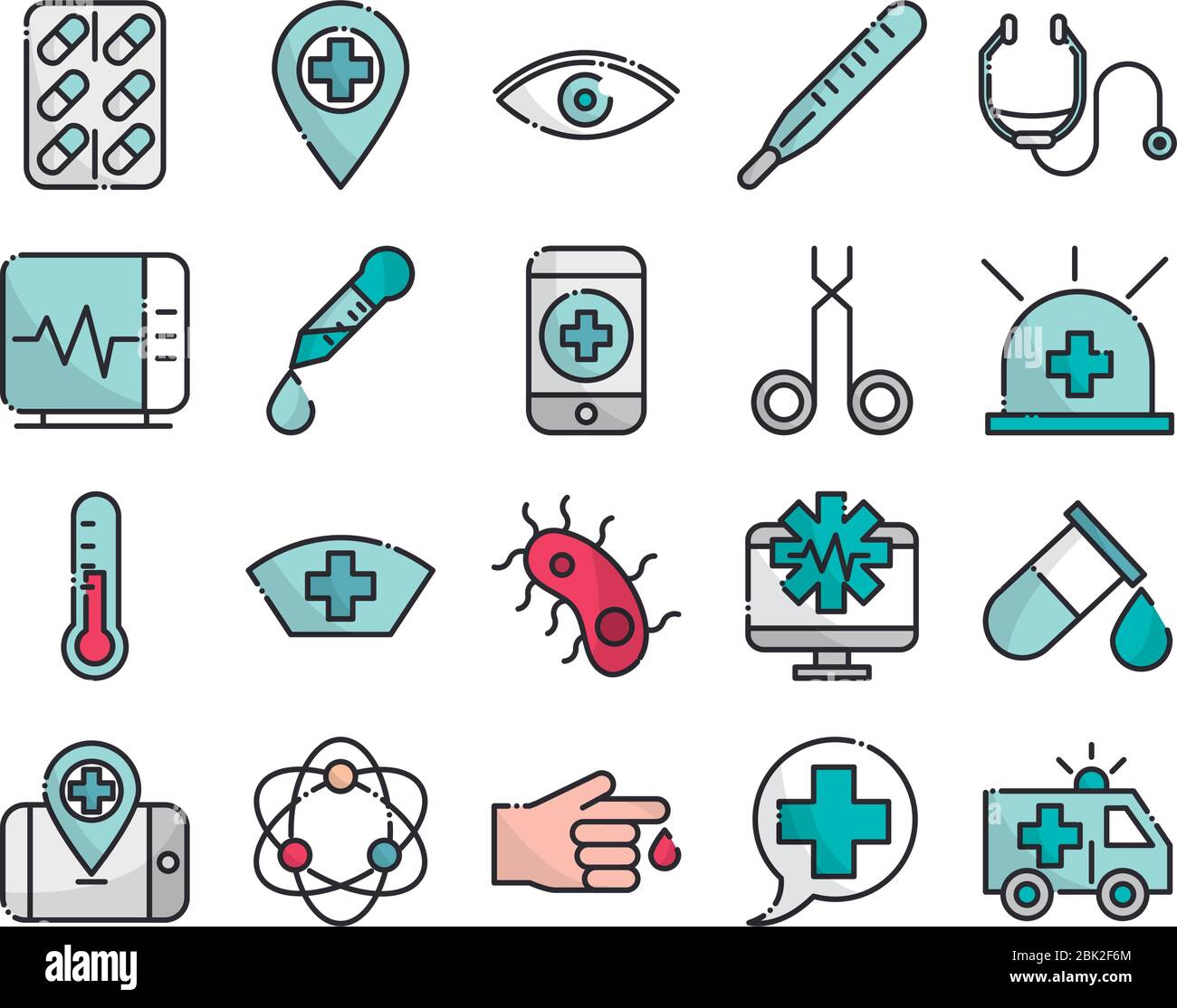 medical health care equipment assistance support icons set vector ...