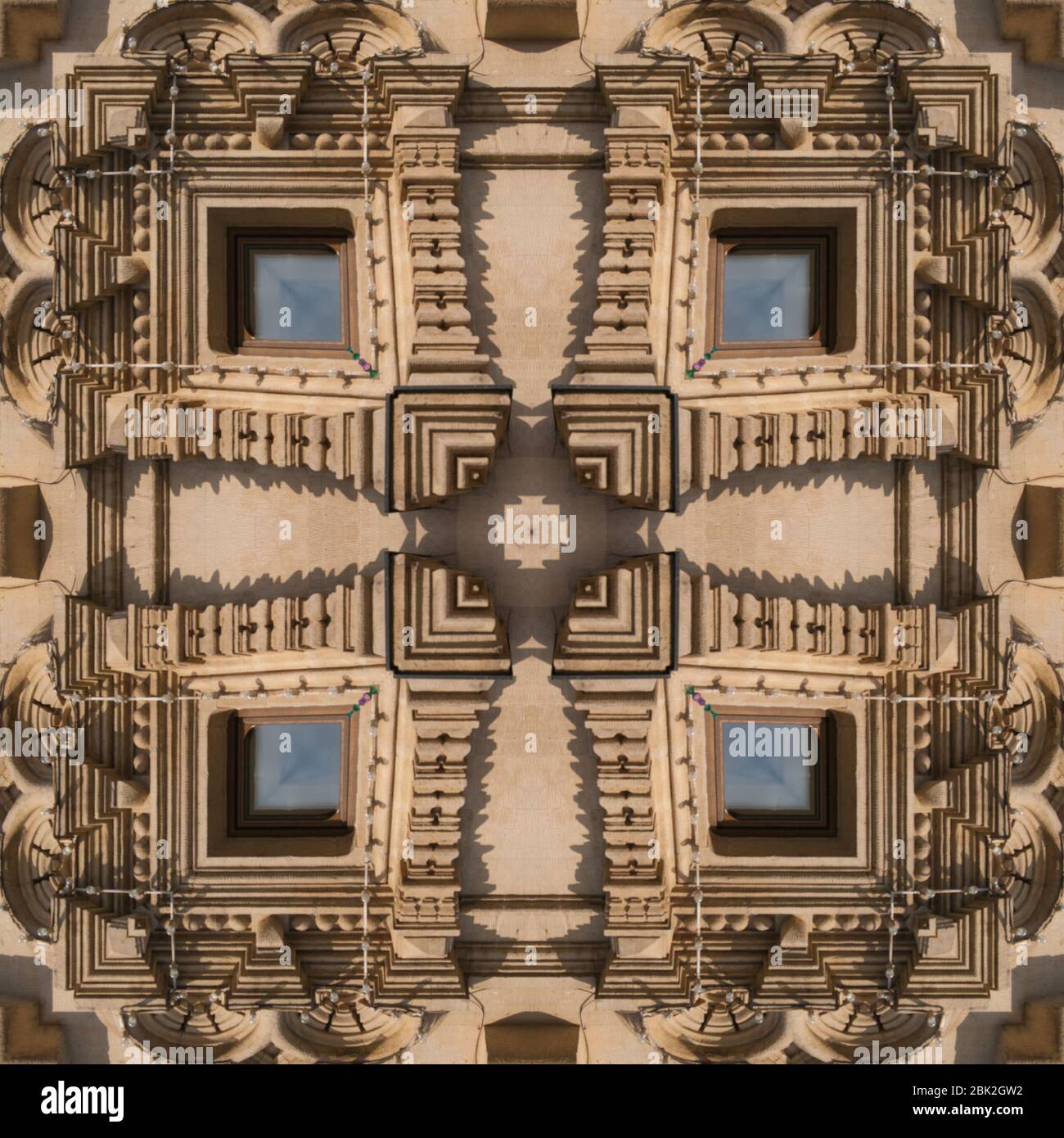 Seamless pattern - square, kaleidoscope of photos on the theme of brick ...