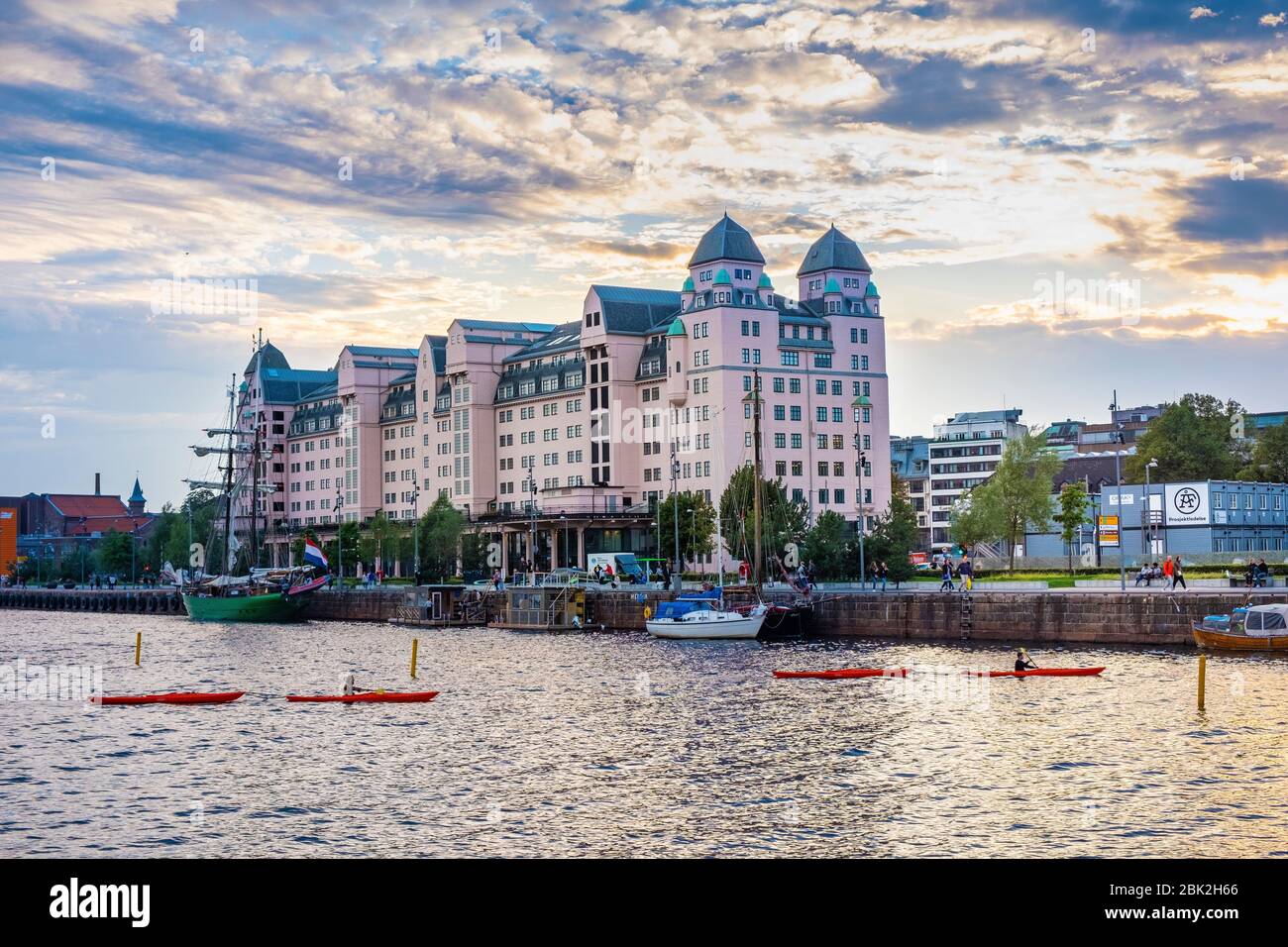 Oslo, Ostlandet / Norway - 2019/08/31: Panoramic sunset view of ...