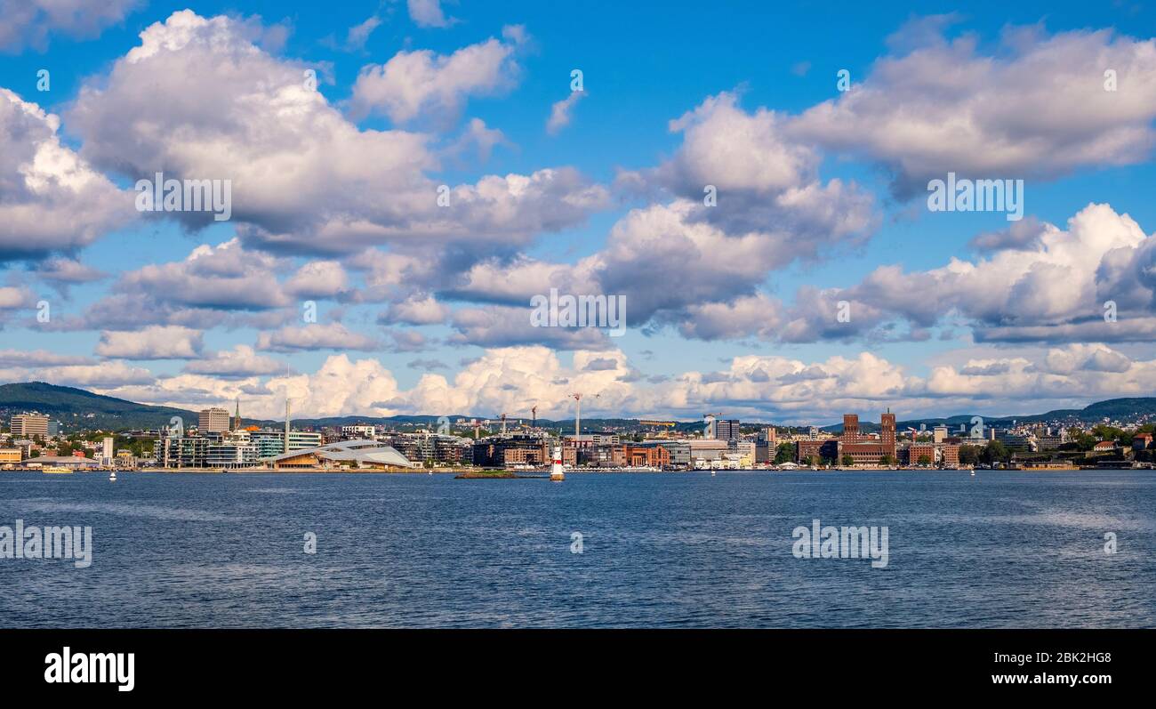 Oslo, Ostlandet / Norway - 2019/09/02: Panoramic view of Oslo ...