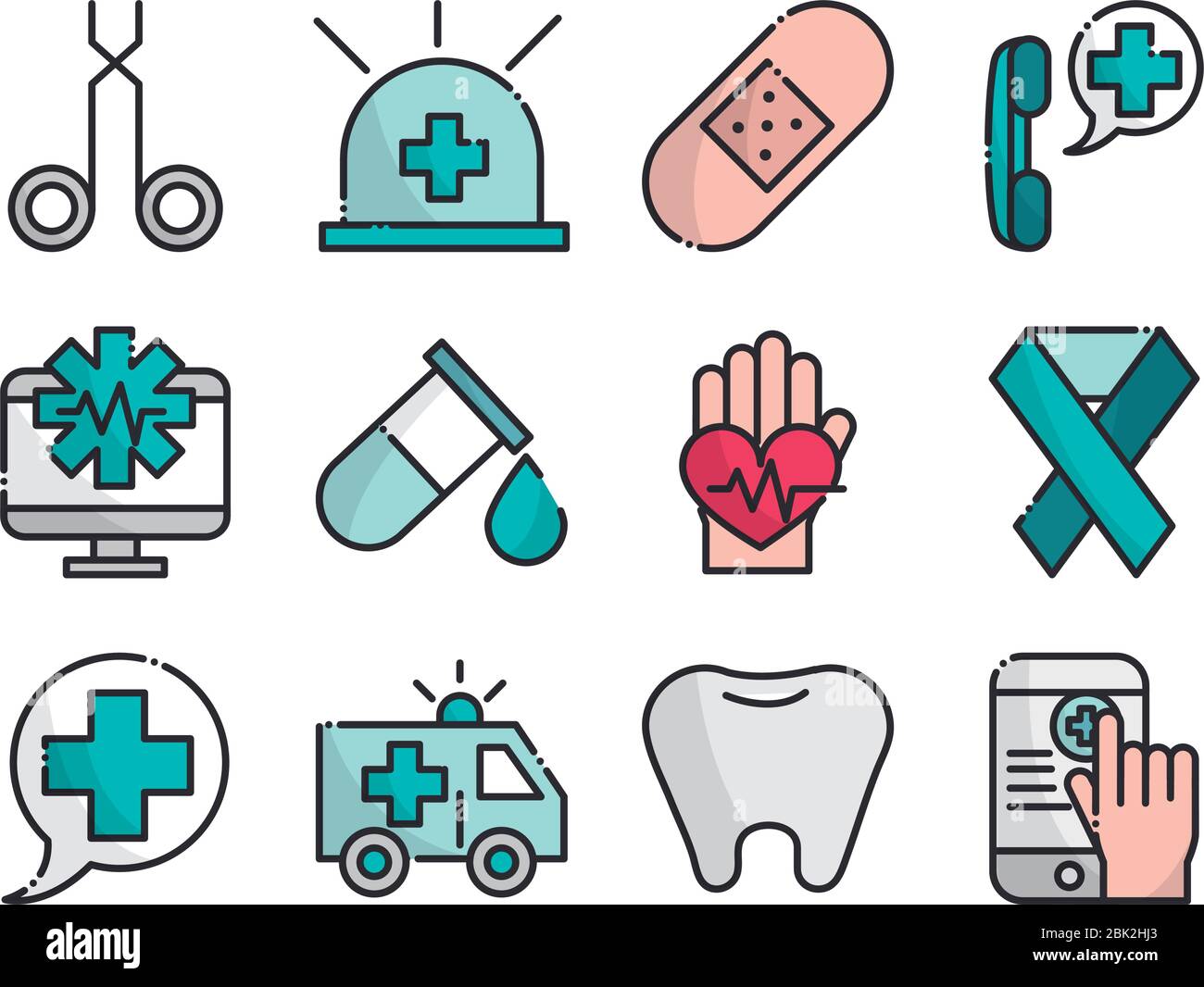 medical health care equipment assistance support icons set vector ...