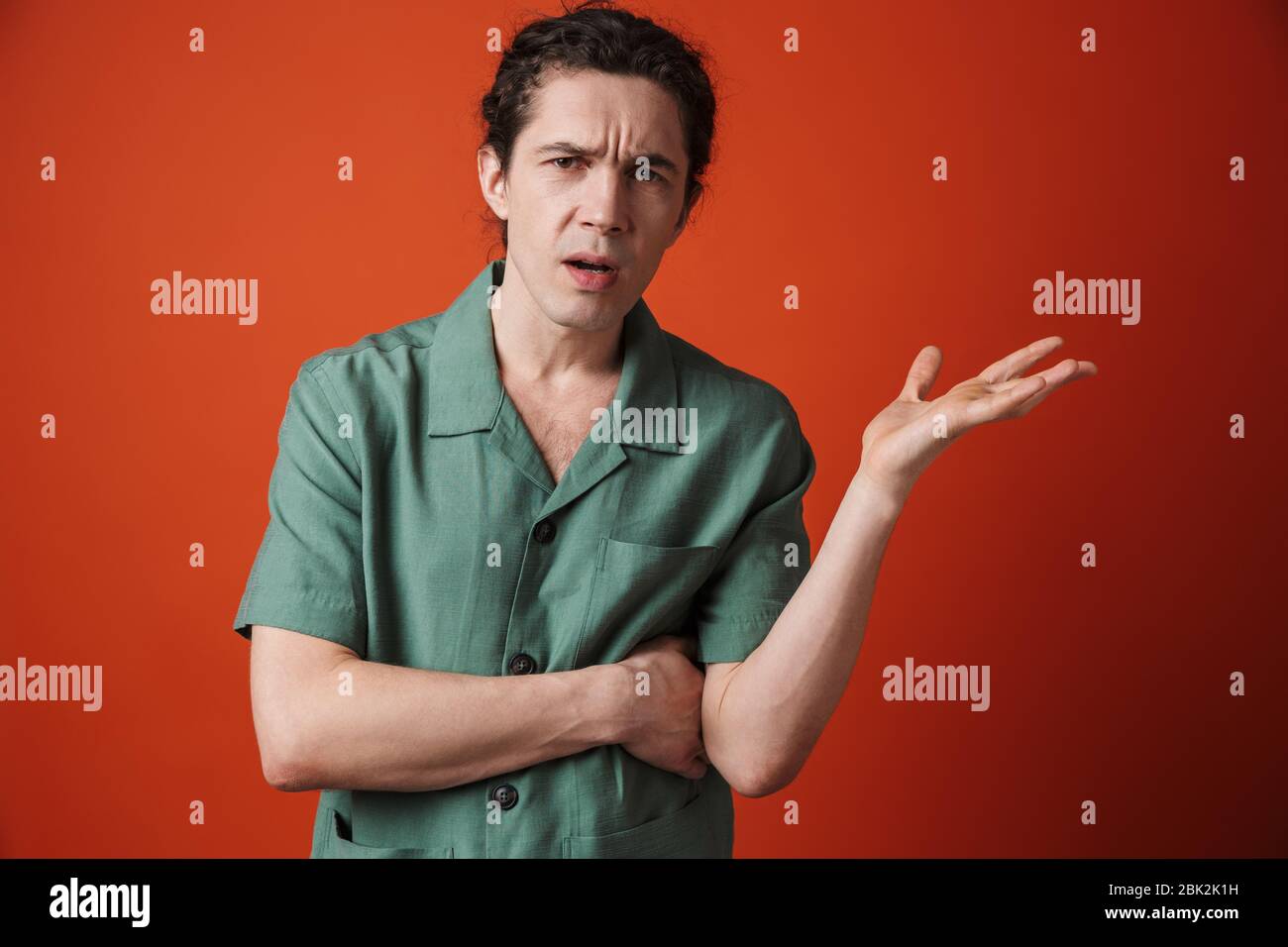 Image of irritated caucasian man expressing outrage on camera isolated ...