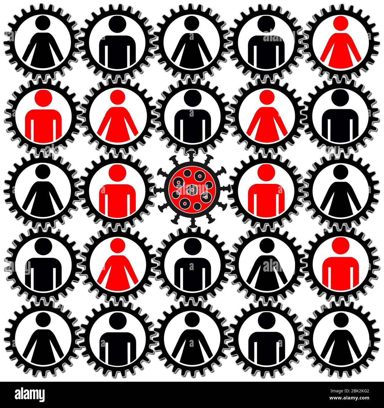 People getting infected by the COVID-19 virus one by one at workplace ...