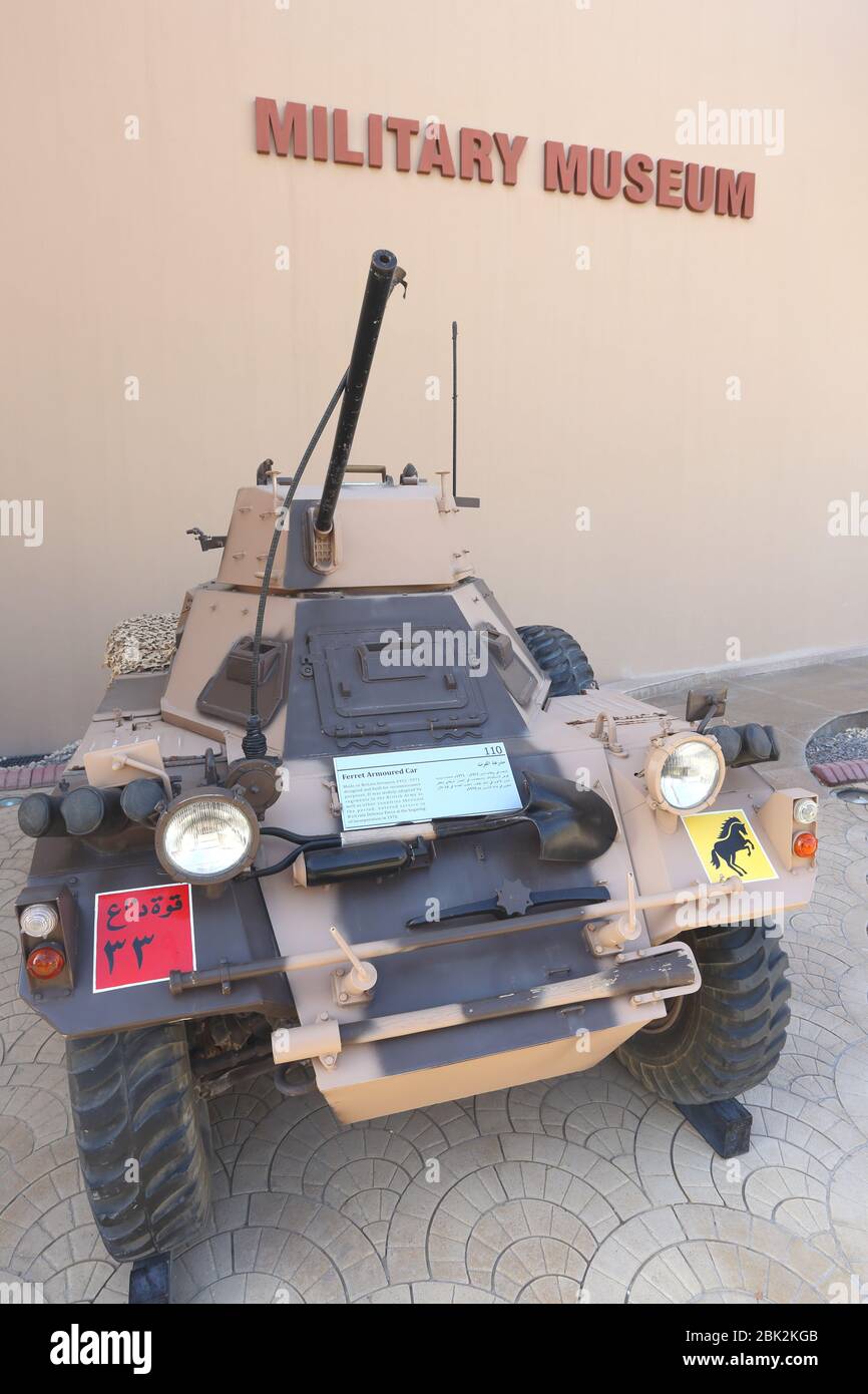 Ferret armoured car on display at the Military Museum, East Riffaa ...