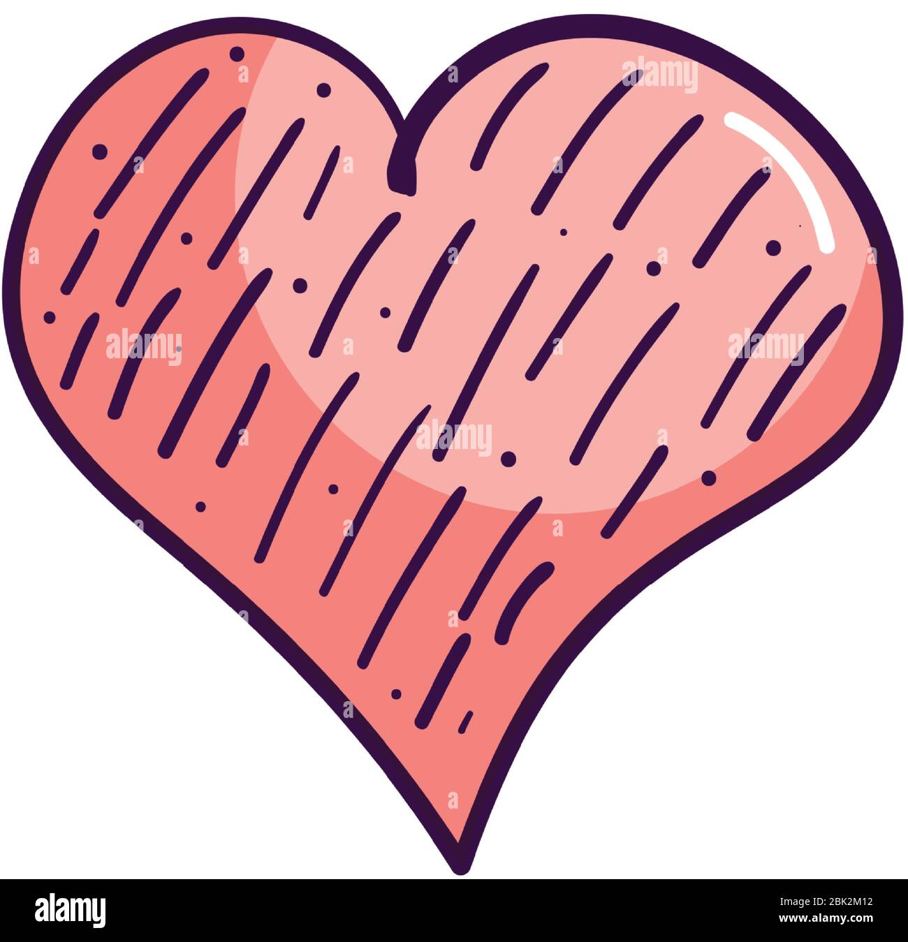 heart with stripes over white background, line color style, vector ...