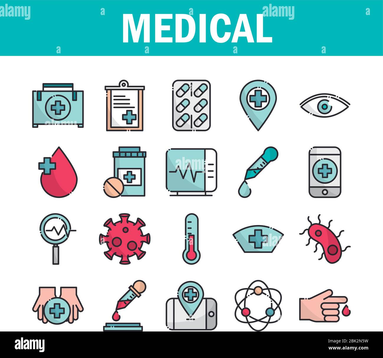 medical health care equipment assistance support icons set vector ...