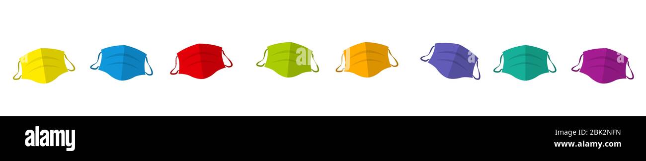Protective masks, colorful face mask collection - illustration on white ...