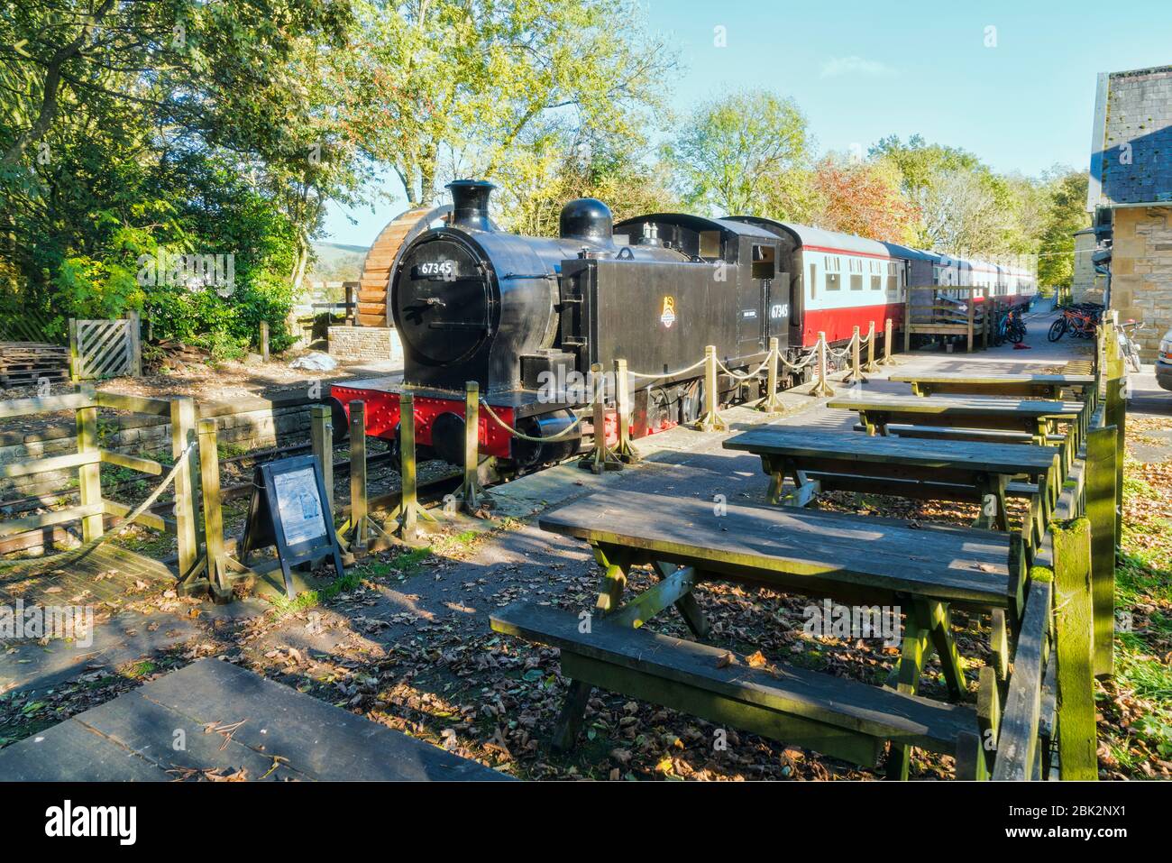 Wensleydale heritage railway station and engine, Hawes village ...