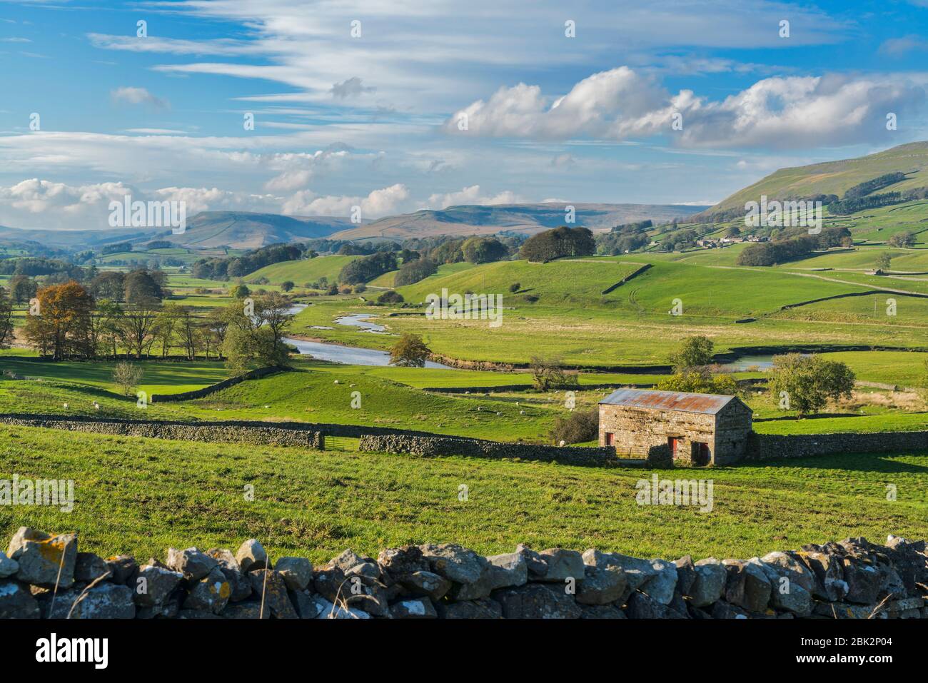 Wensleydale autumn colours, near Hawes village, river Ure, Yorkshire ...
