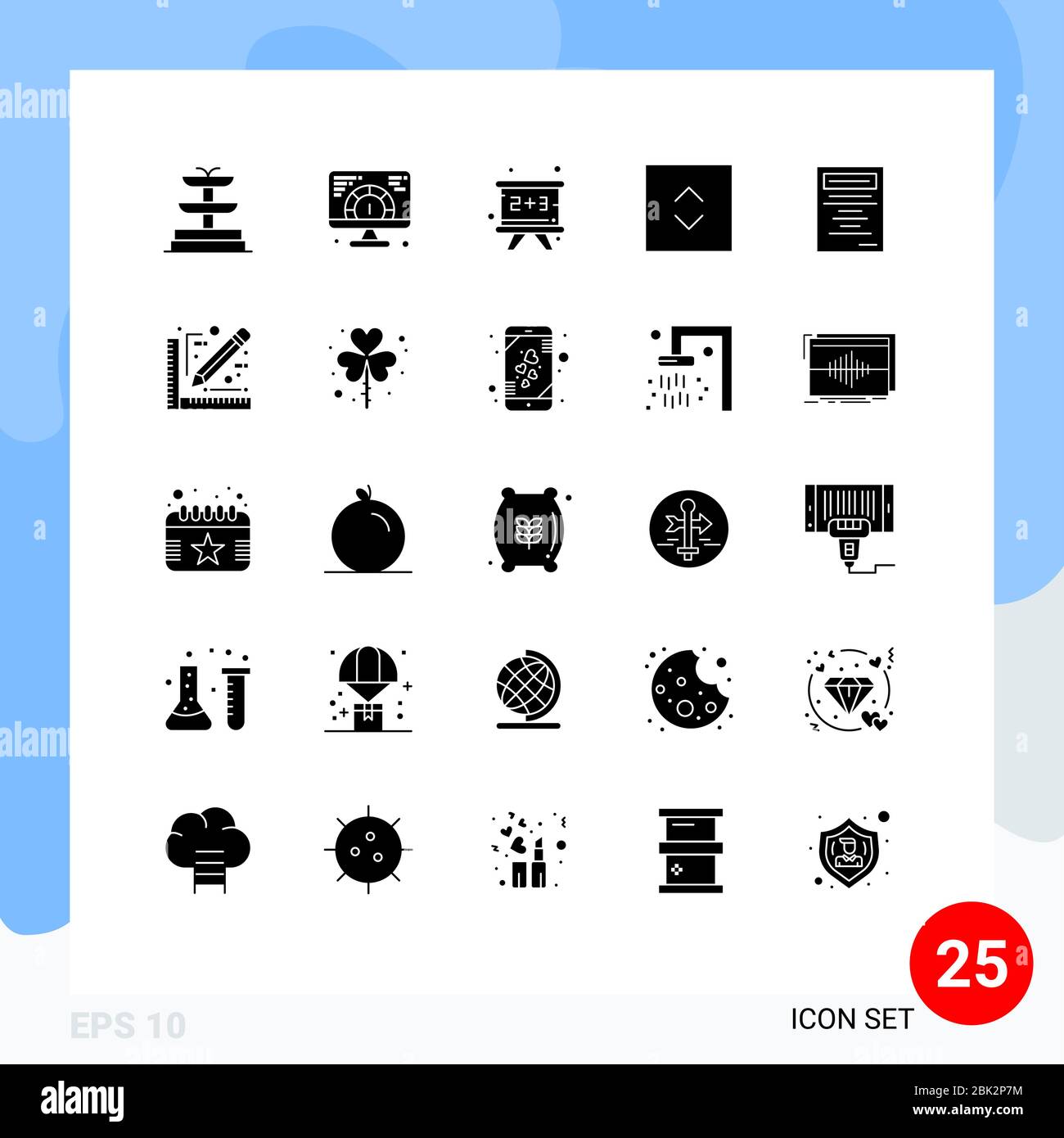 Modern Set of 25 Solid Glyphs Pictograph of design, study, education ...