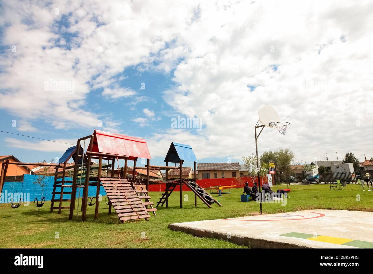 Soweto, South Africa - December 11, 2010: Jungle Gym and other park ...