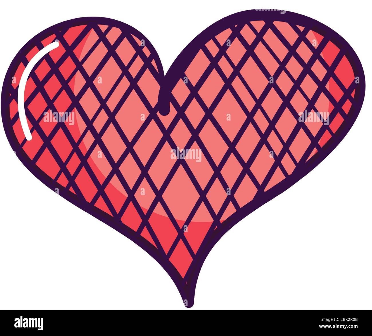 heart with crossed lines design over white background, line color style ...