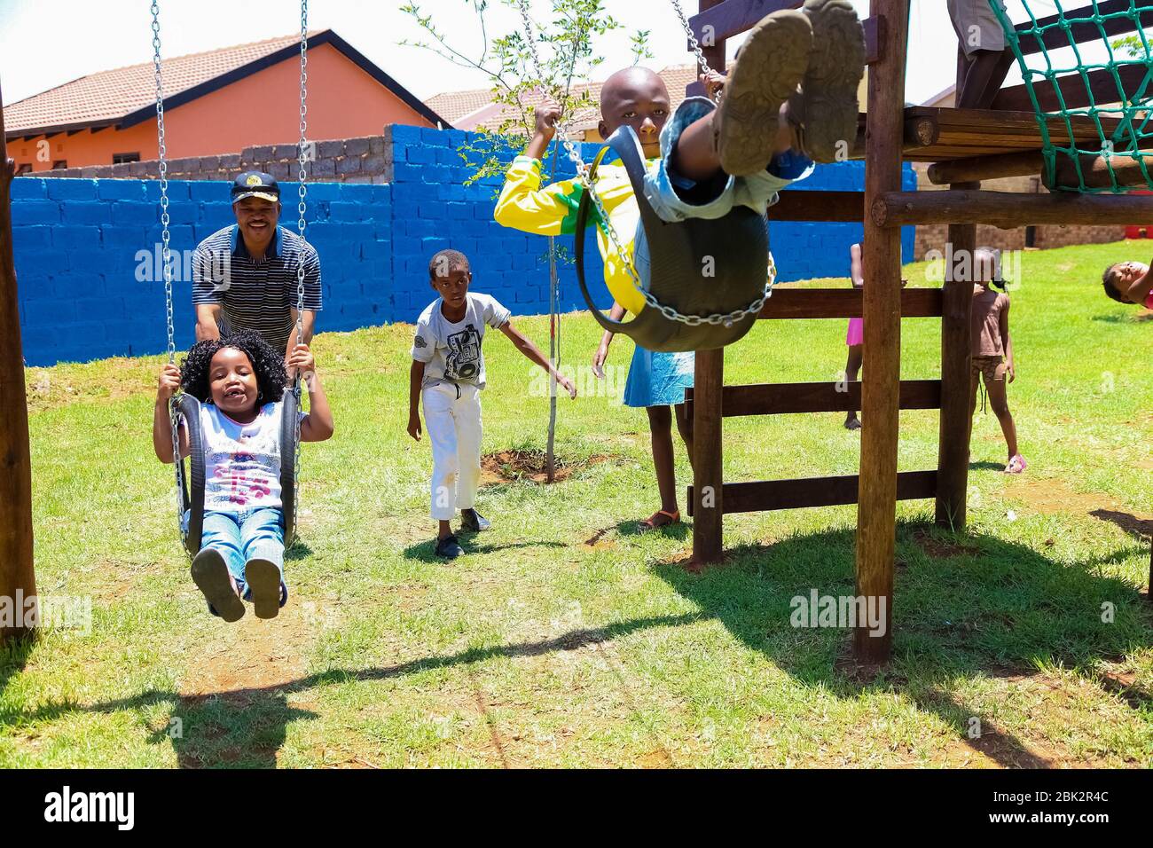 Soweto, South Africa - December 11, 2010: African kids playing on ...