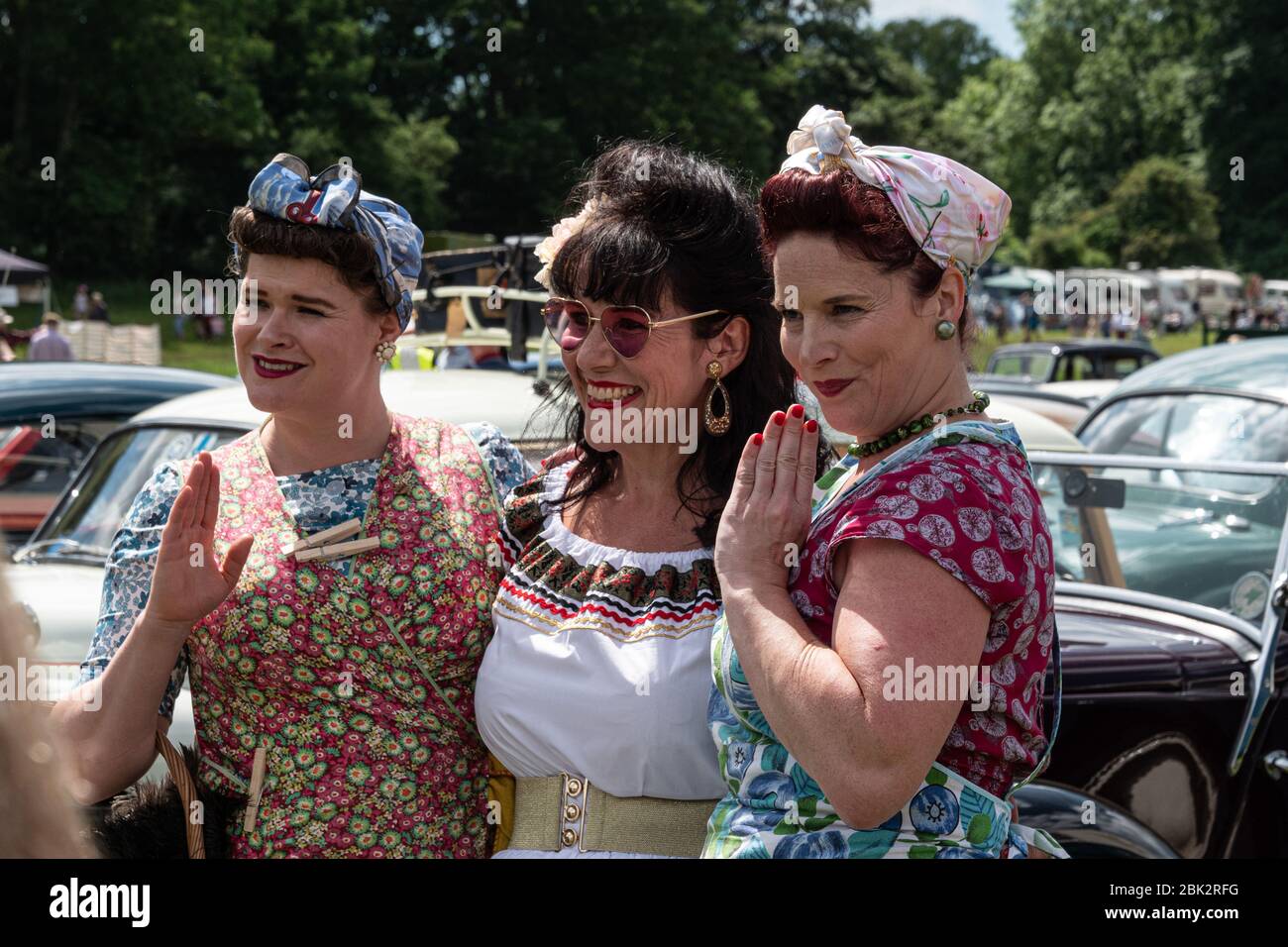 Three girls dressed in period clothing at Vintage Nostalgia Retro Forty ...
