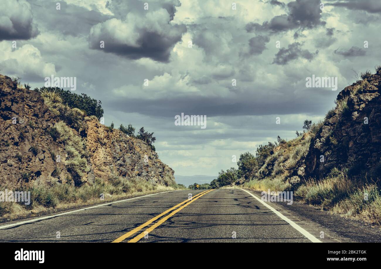 Classic american southwest road during a road trip to famous national ...