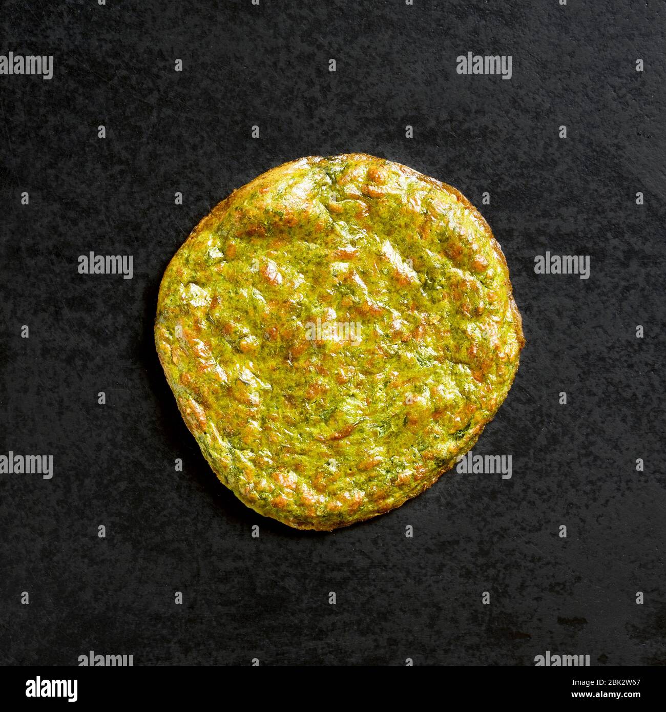 Healthy vegetable crust pizza base on dark stone background with free ...