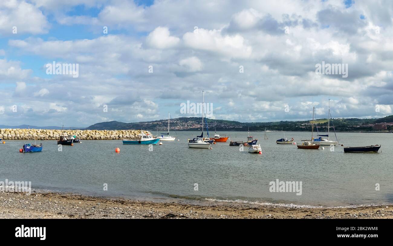 PANORAMA Rhos on Sea, Colwyn Bay, beach seafront, north Wales, UK Stock ...