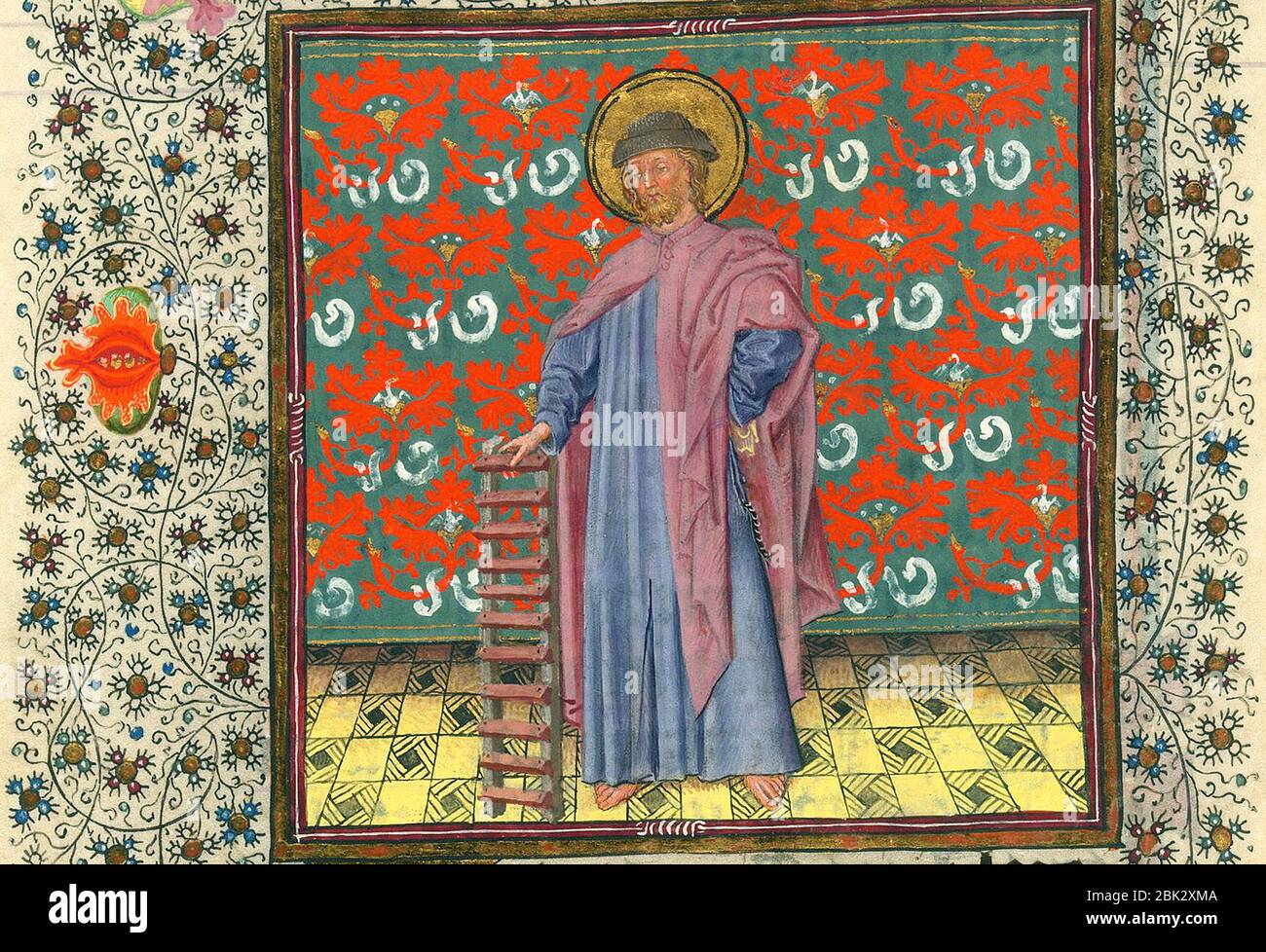 Vintage Medieval painting of a religious christian saint Stock Photo ...