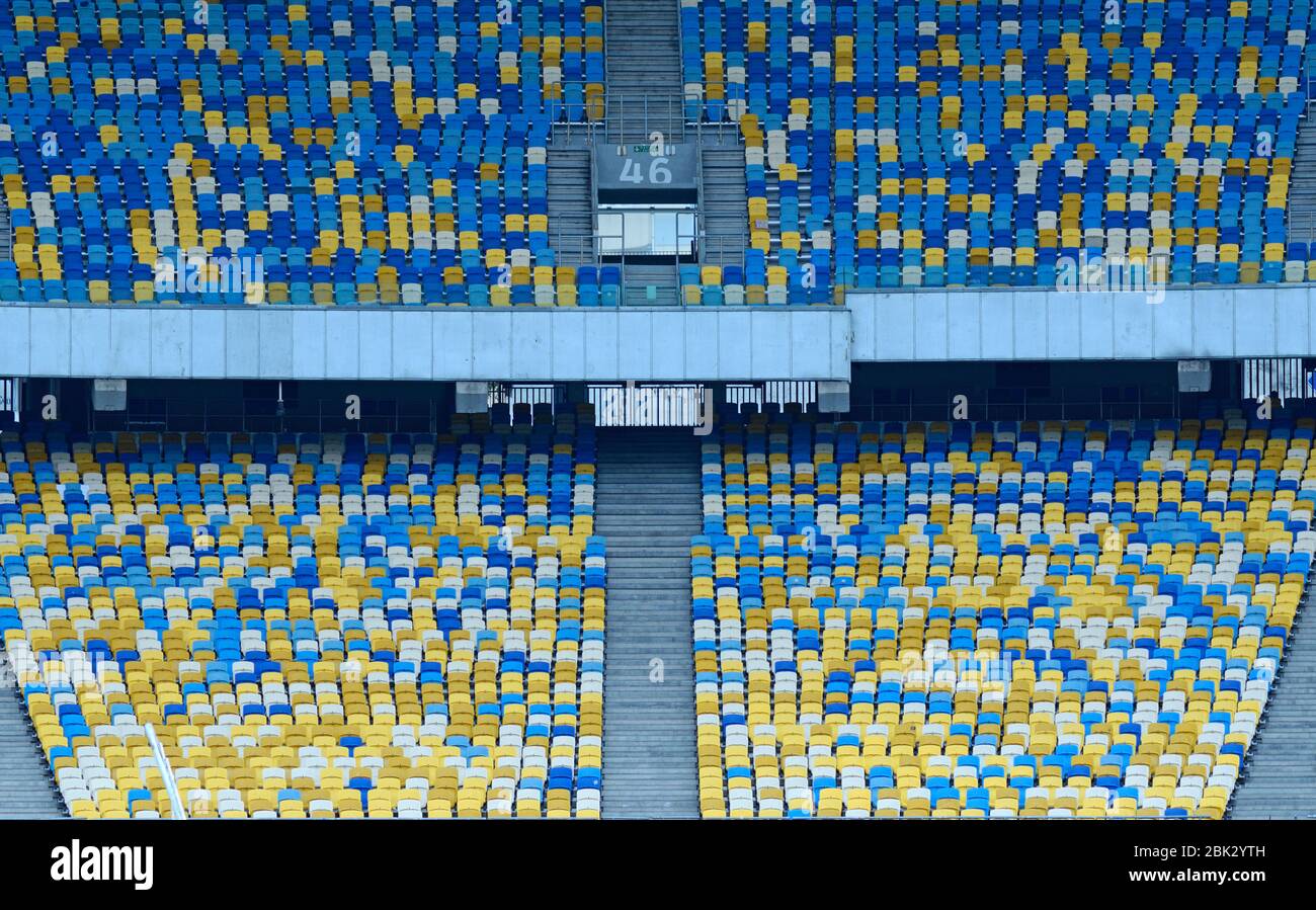 Empty seats of stands of the soccer field, stadium Stock Photo - Alamy