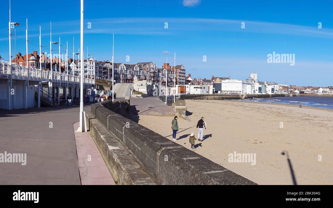 Panorama, Bridlington Beach, looking to harbour, East Riding, Yorkshire ...