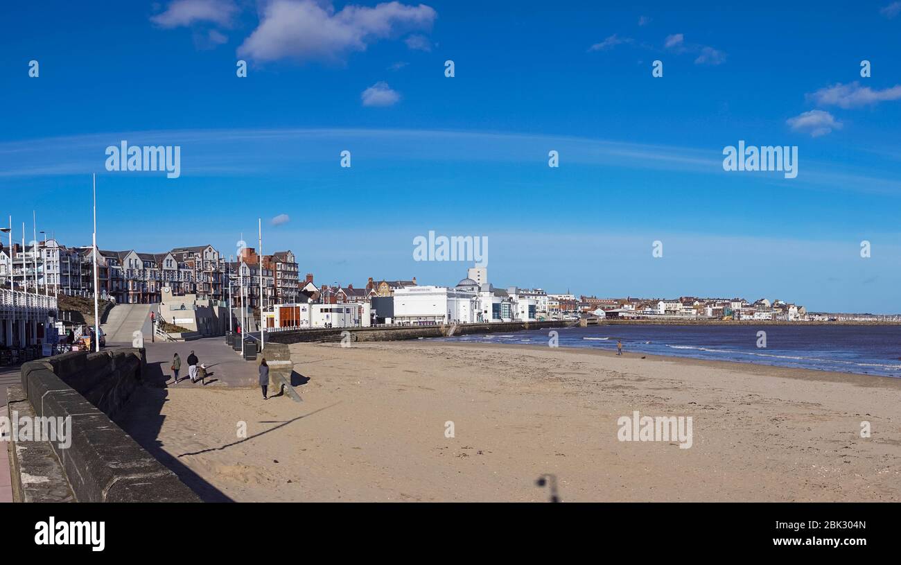 Panorama, Bridlington Beach, looking to harbour, East Riding, Yorkshire ...