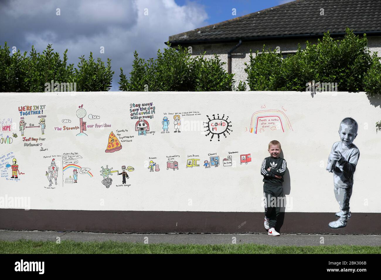 Jack Maher (6) who features in a new mural by Irish artist Emmalene ...