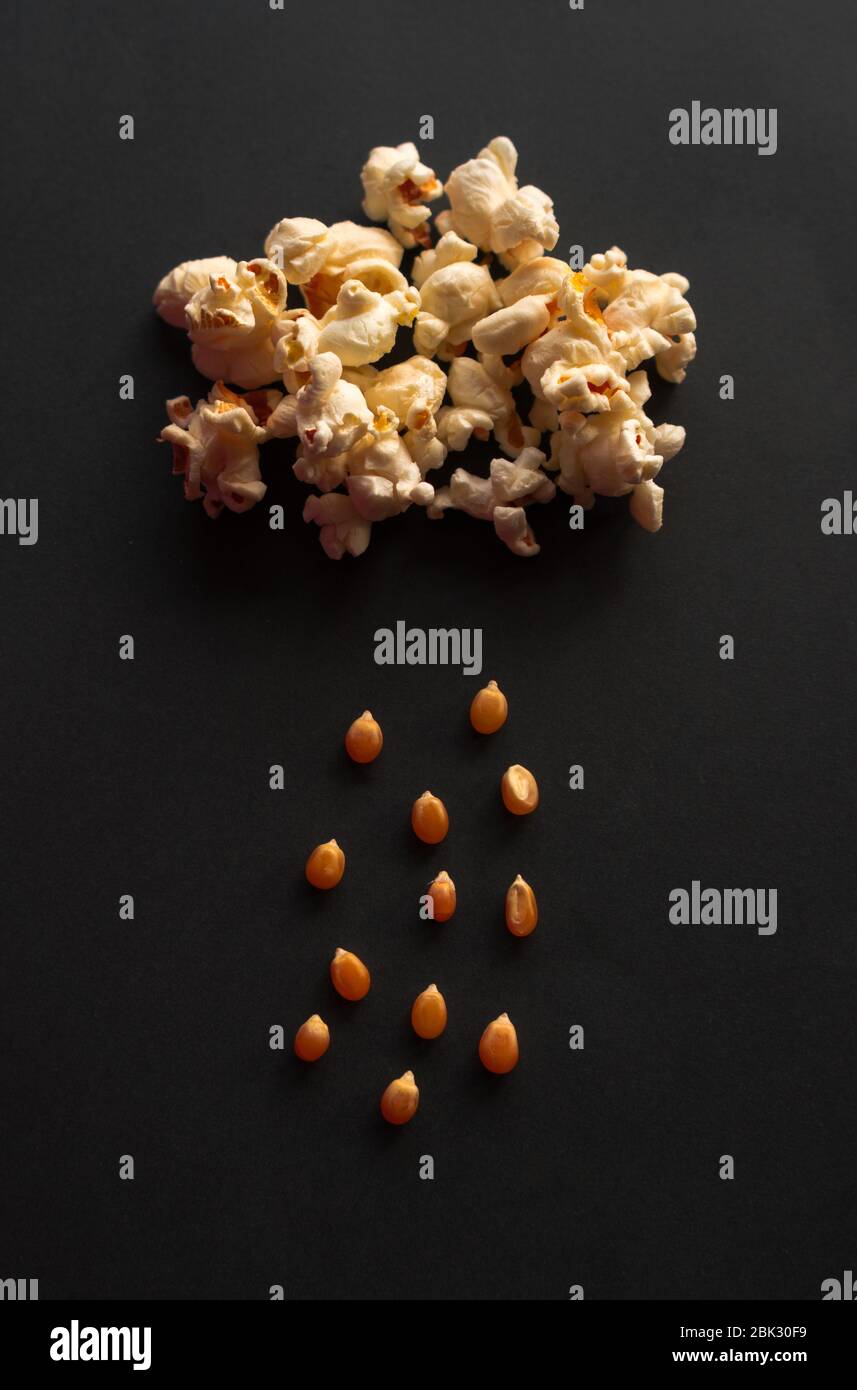 a cloud of pop corn dropping seeds Stock Photo - Alamy