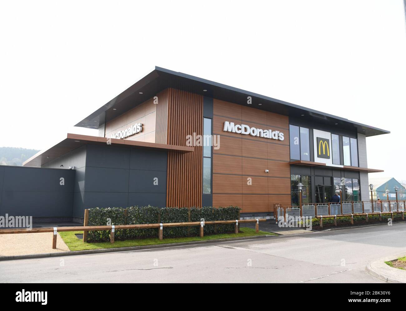 Exterior of a typical McDonalds restaurant in the UK with no people in ...