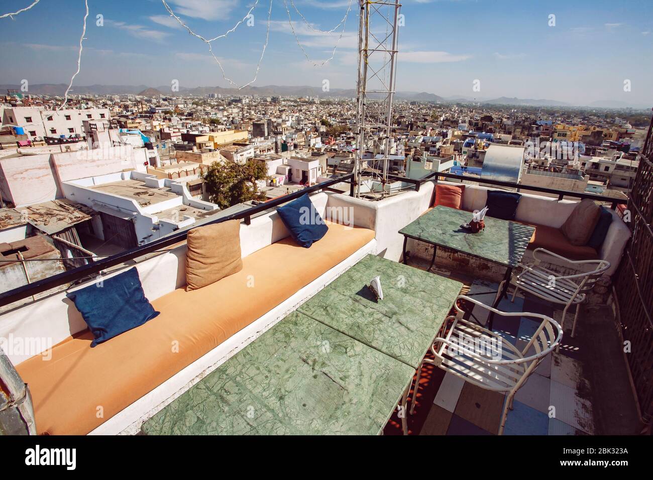 Udaipur city of India, city center landscape view from a rooftop Stock ...