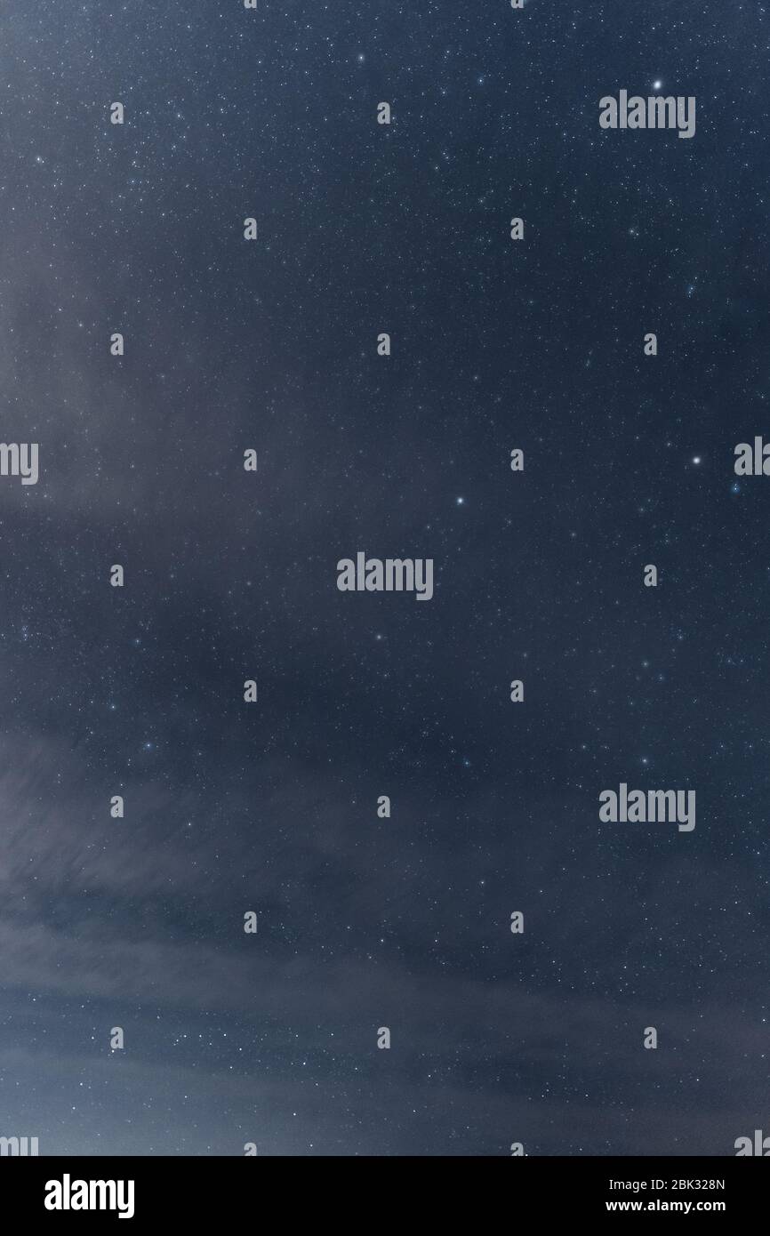 Real Night Sky Stars. Natural Starry Sky With Some Clouds Background ...